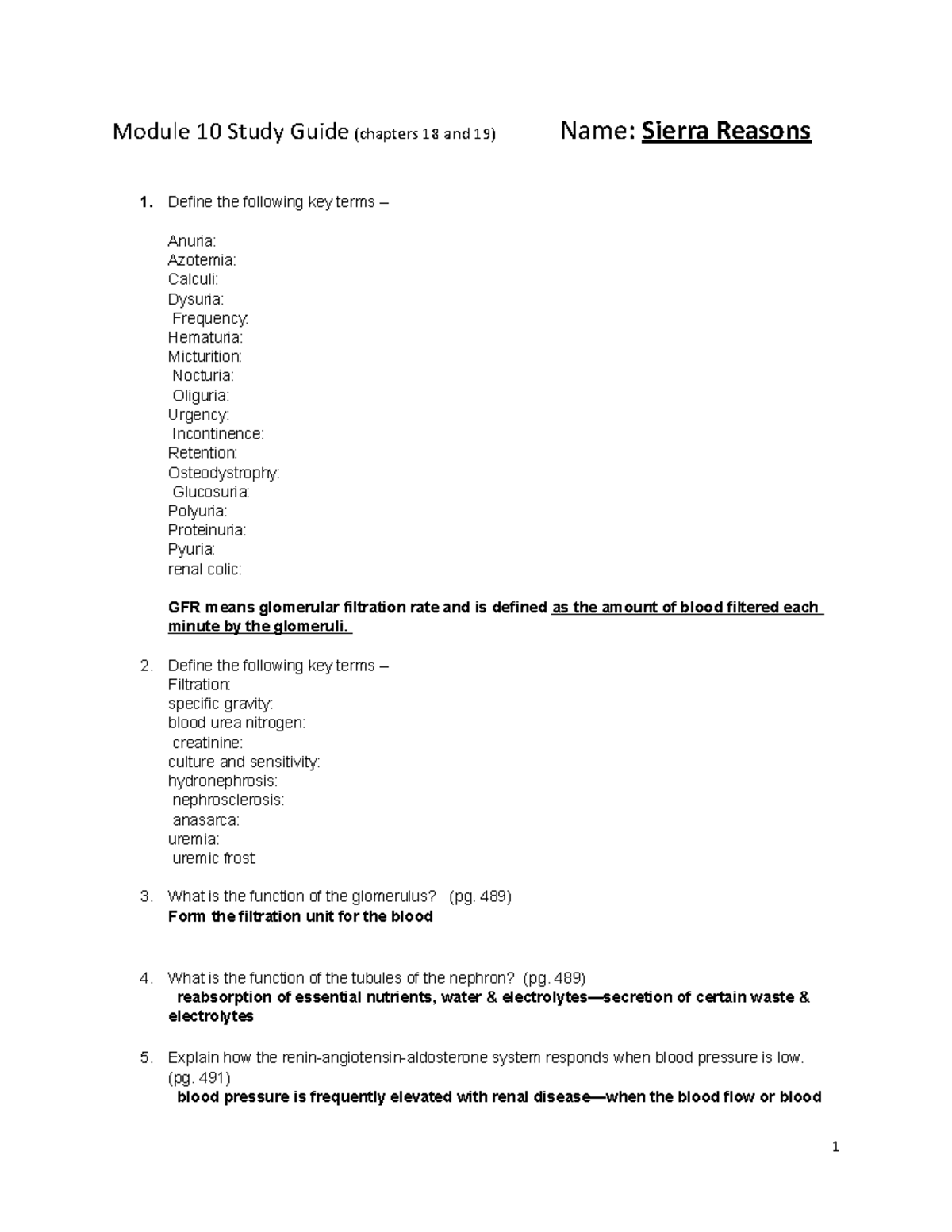 Module 10 Study Guide blank - Module 10 Study Guide (chapters 18 and 19 ...
