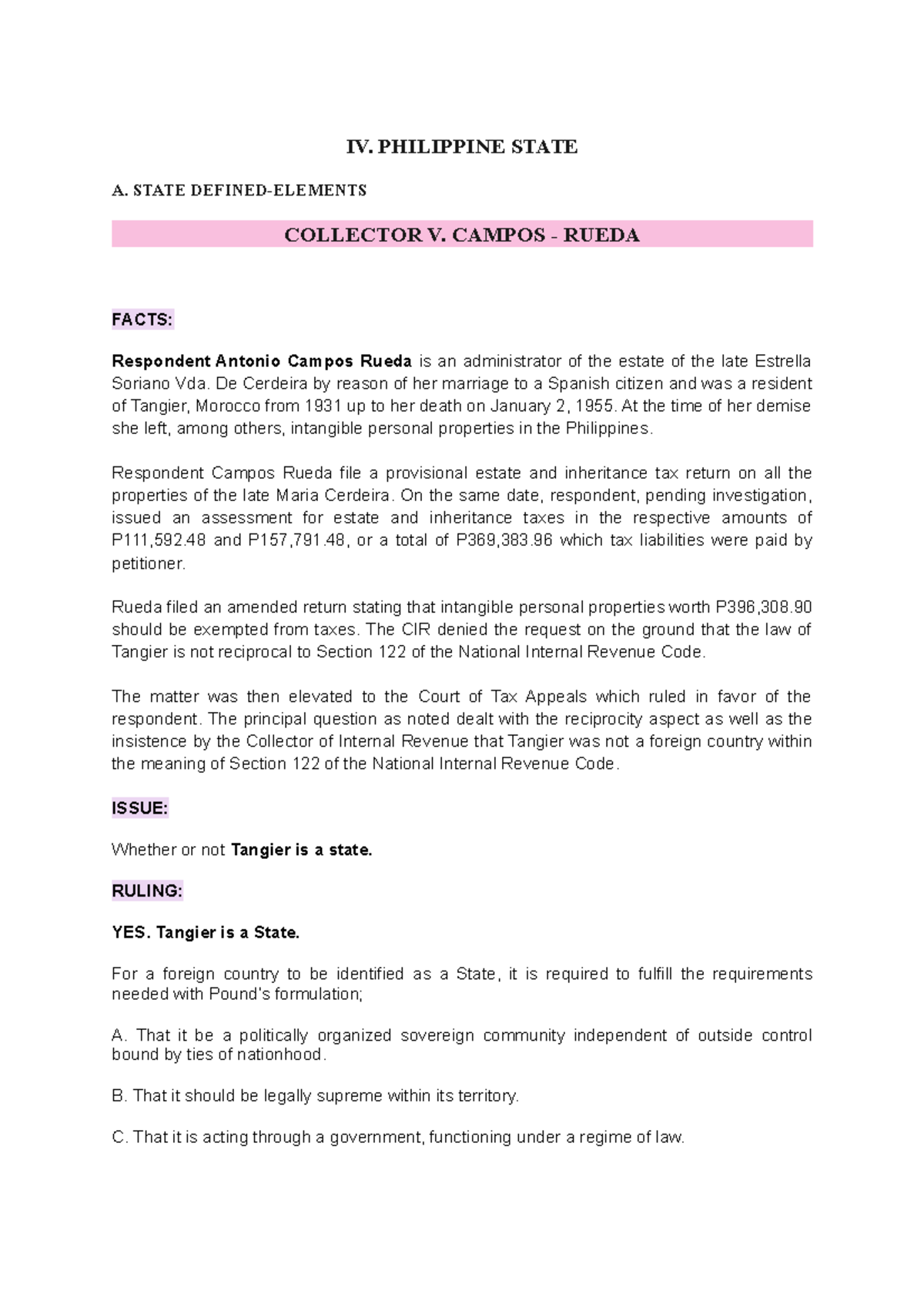 IV - PHILIPPINE STATE - IV. PHILIPPINE STATE A. STATE DEFINED-ELEMENTS ...