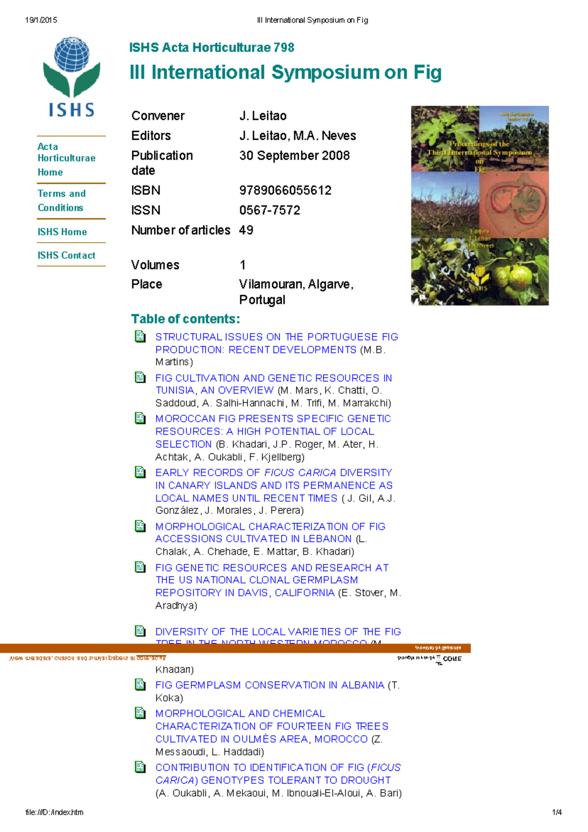 61523670 - Cours - Acta Horticulturae Home Terms and Conditions ISHS ...
