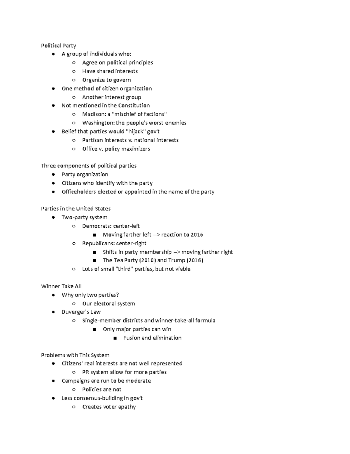 Political Parties - Lecture notes 10 - Political Party A group of ...