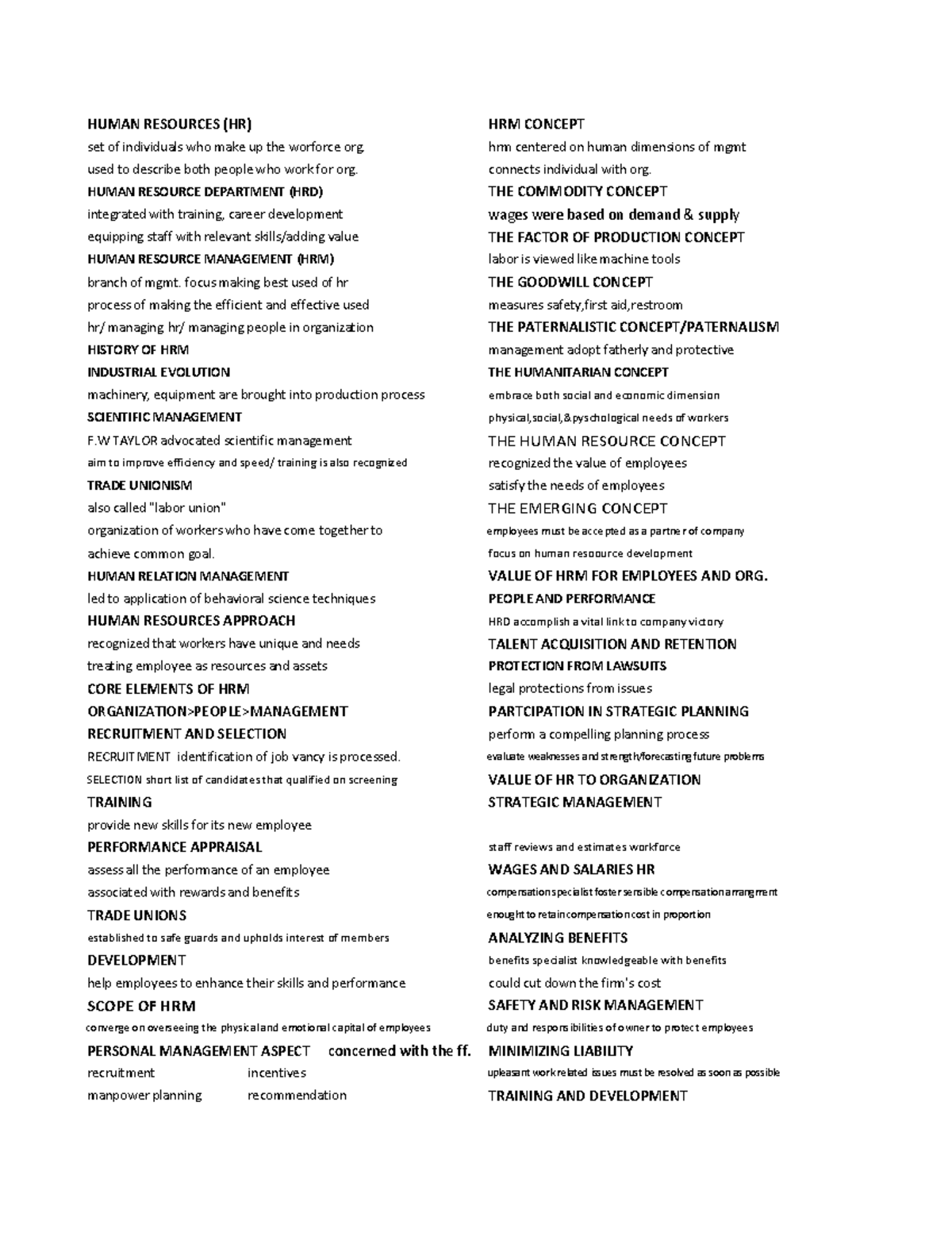 HRM Reviewer - HUMAN RESOURCES (HR) HRM CONCEPT set of individuals who ...