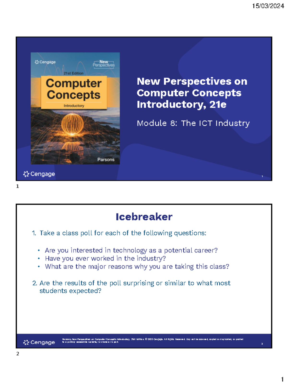 NPCC PPT Mod08-ICT Industry - Parsons, to a publicly accessible website, in whole or in part ...