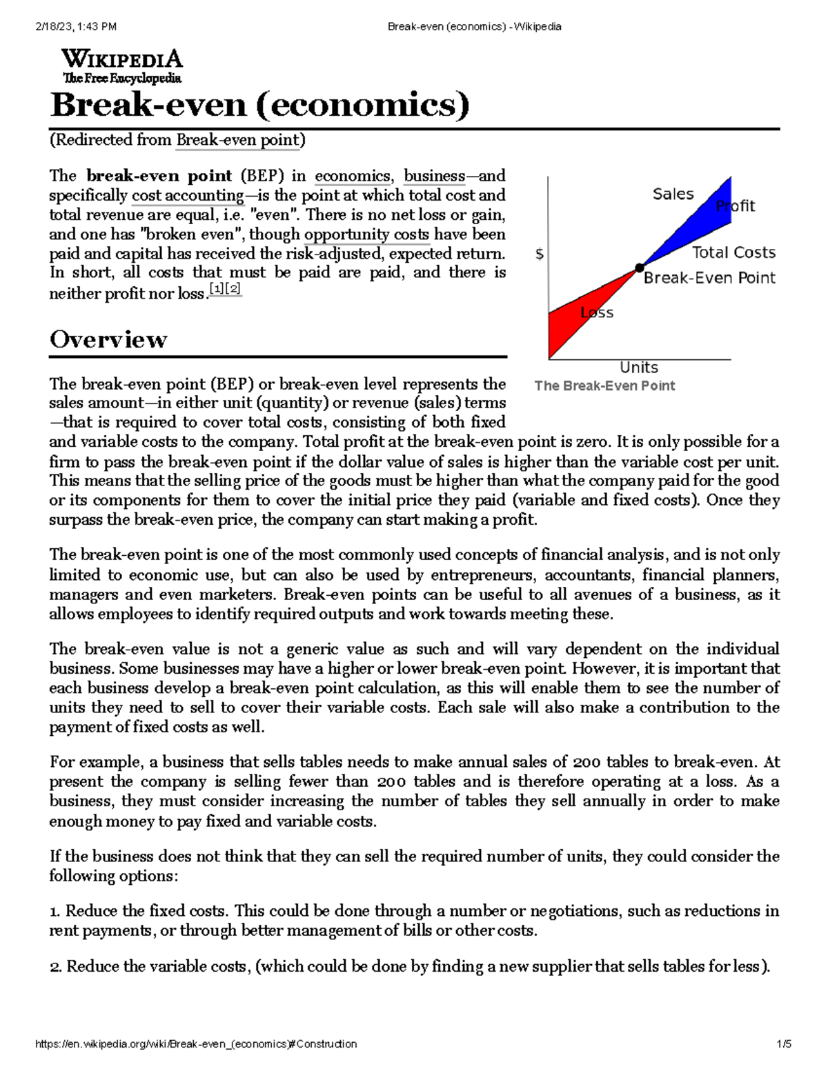 Break-even (economics) - The Break-Even Point Break-even (economics ...