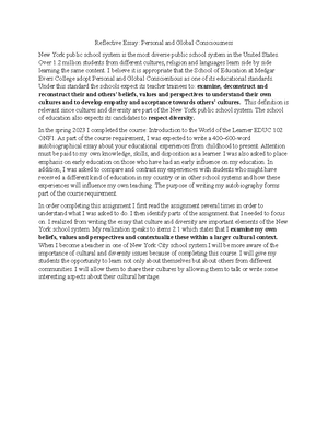 My Educational Autobiography - Growing up the theme of every ...