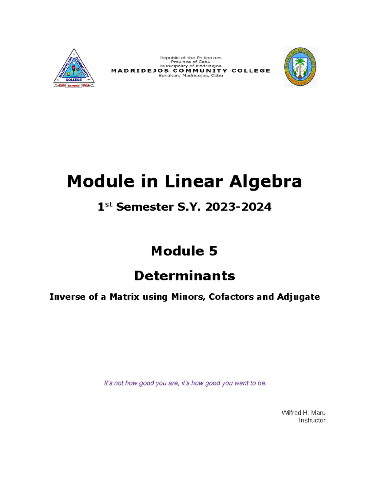 Linear Algebra Module 5 - Module in Linear Algebra 1 st Semester S ...