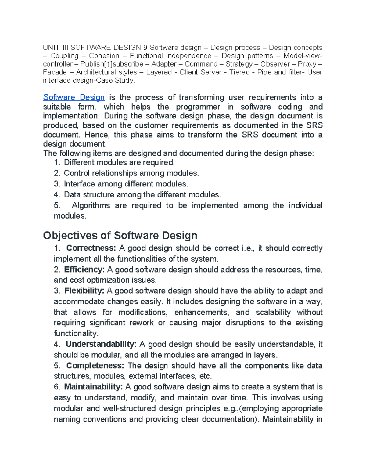 Oose Unit3 Regulation 2021 Unit Iii Software Design 9 Software Design Design Process 