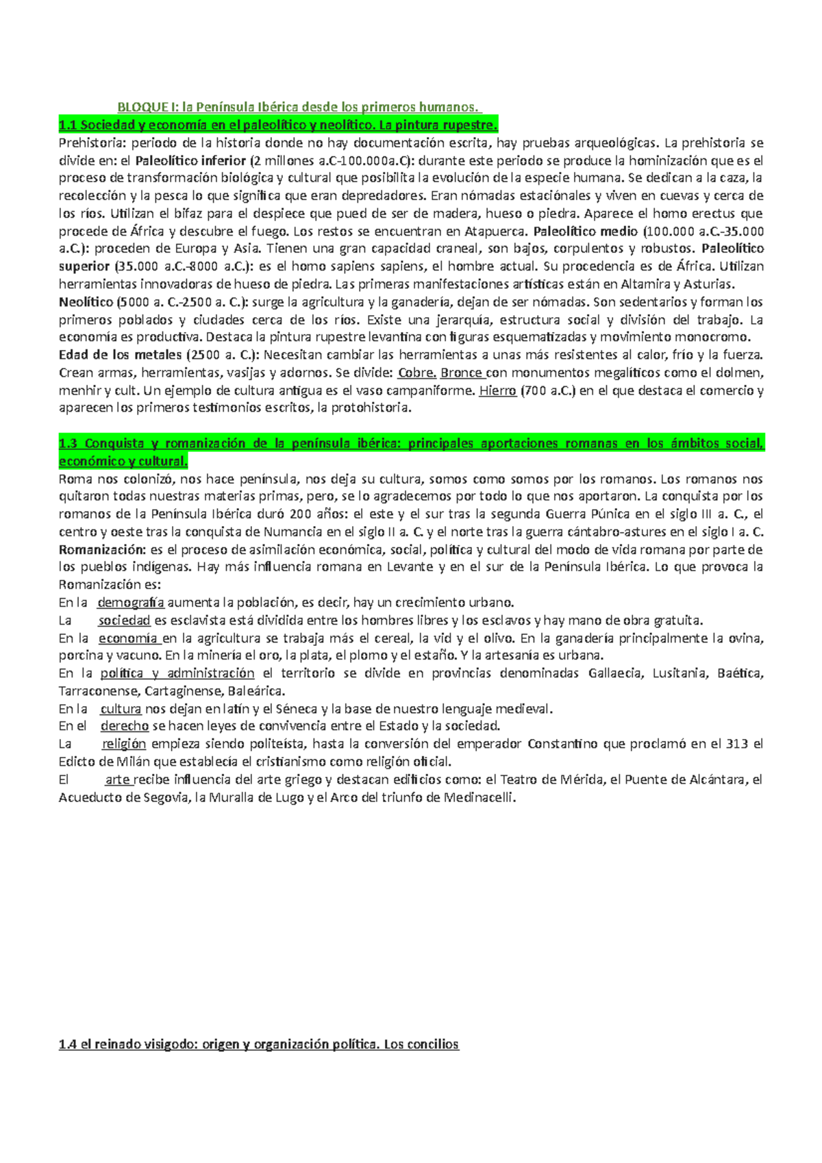 Temas cortos - Apuntes de historia de españa - BLOQUE I: la Península ...