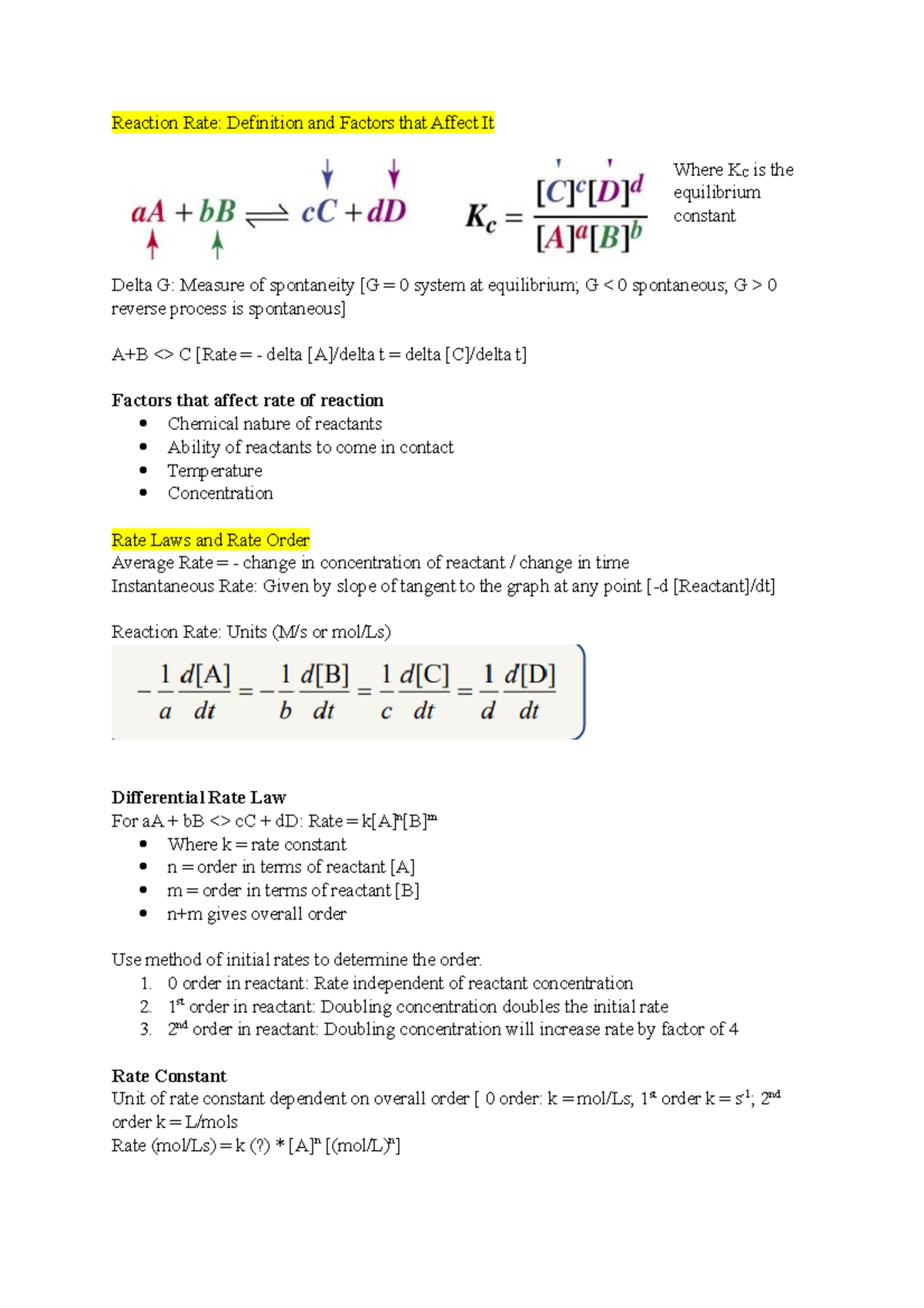 Week 1 Notes: Matrix - Reaction Rate: Definition and Factors that ...