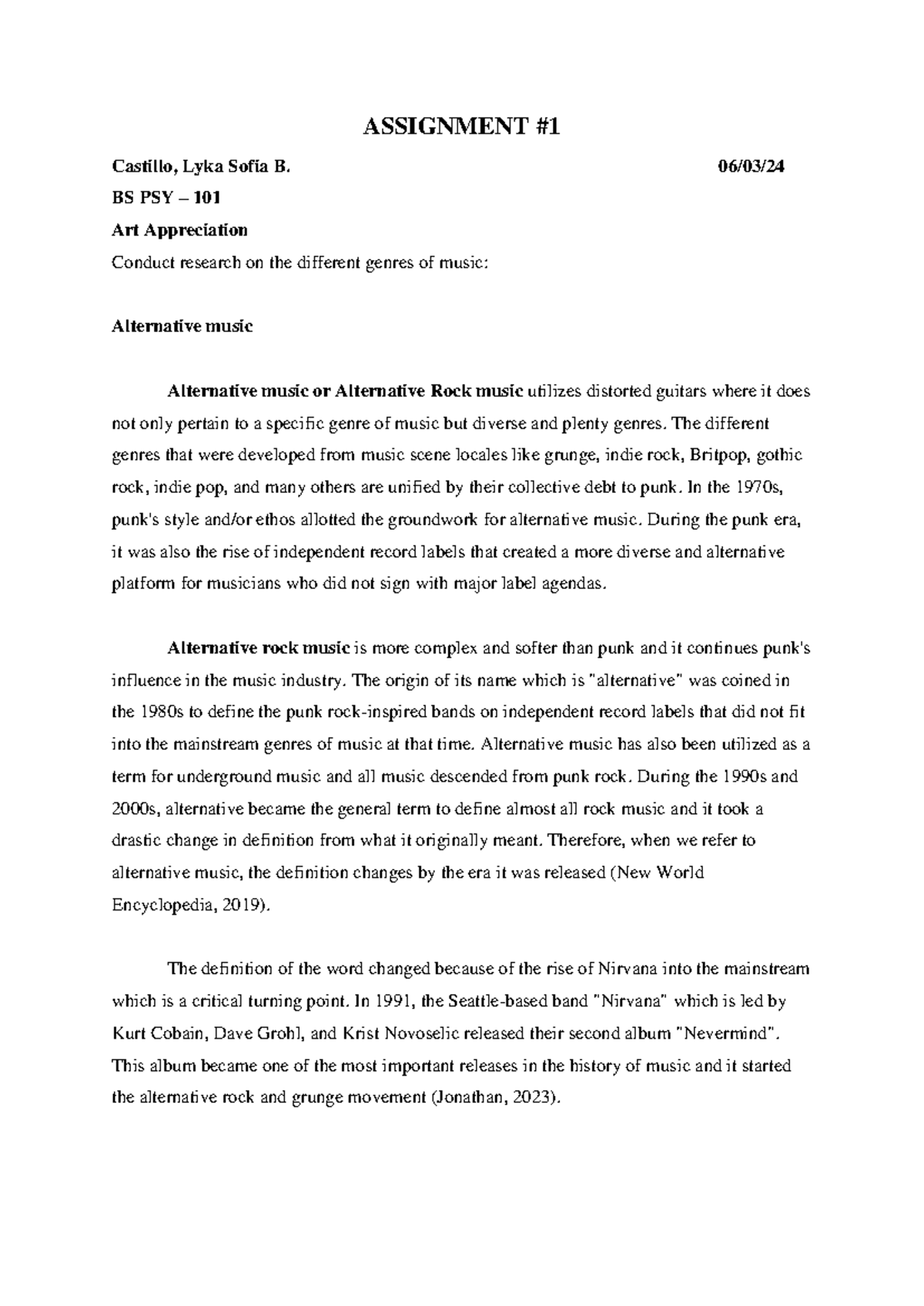 Assignment - art app - ASSIGNMENT Castillo, Lyka Sofia B. 06/03/ BS PSY ...