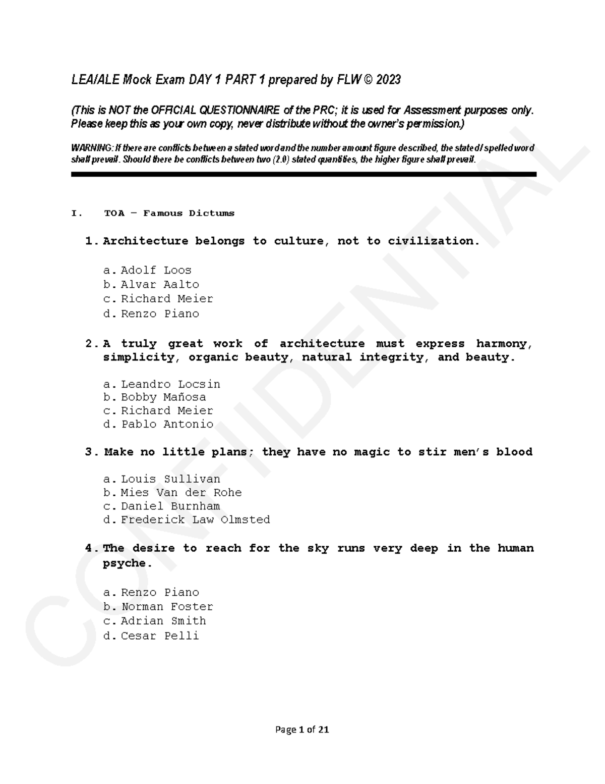 Inbound 9140868967017729798 - LEA/ALE Mock Exam DAY 1 PART 1 prepared ...