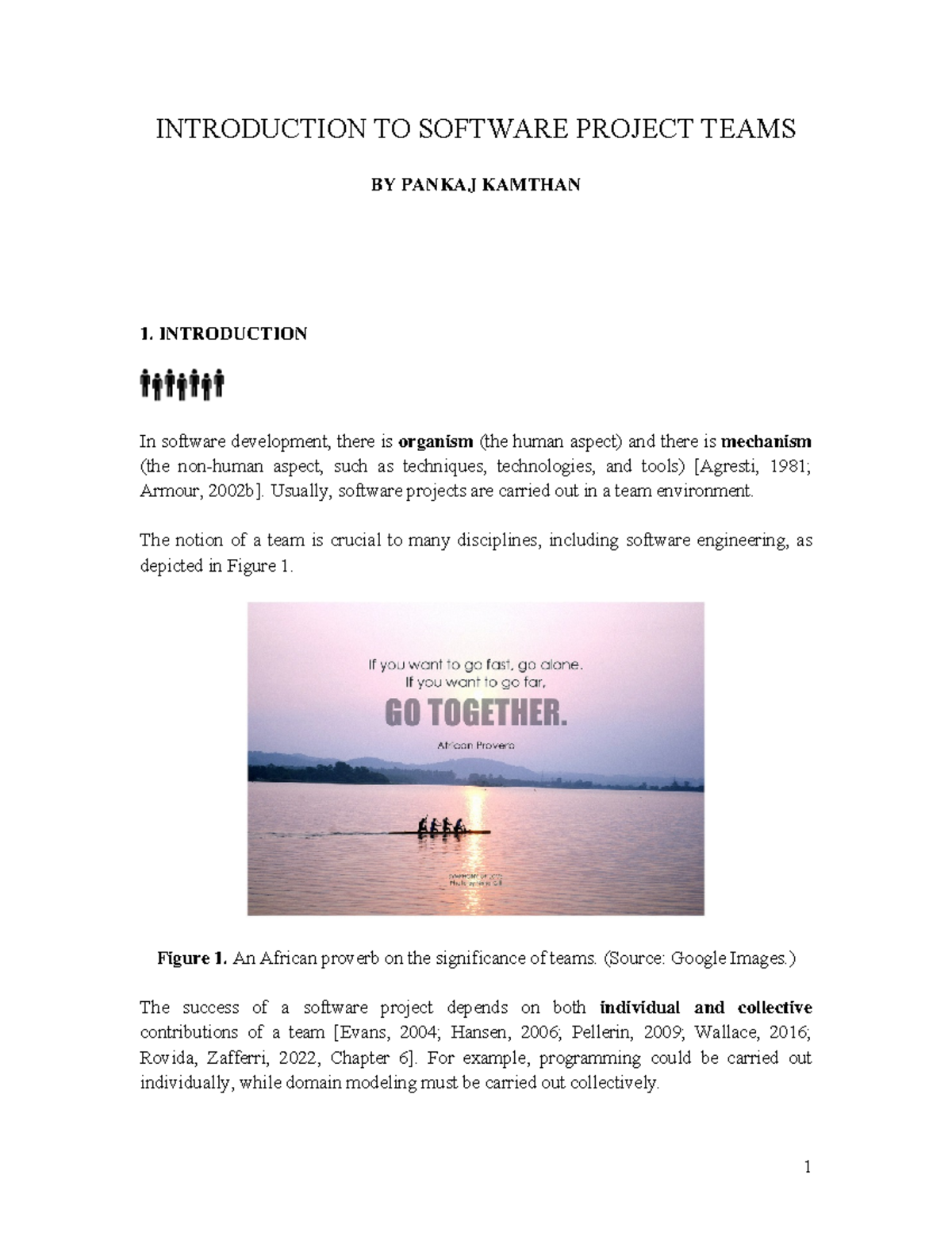 Software project teams introduction - INTRODUCTION TO SOFTWARE PROJECT ...