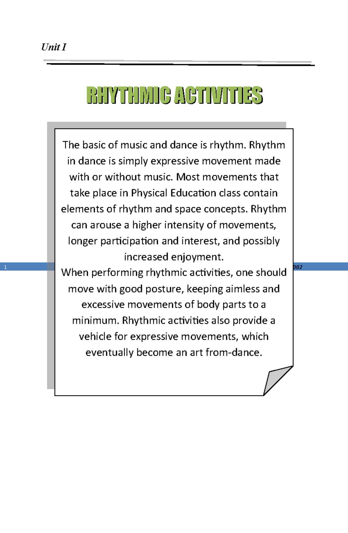 Pdfcoffee File on Rhythmic Activities Module - 1 PHYSICAL EDUCATION 002 ...