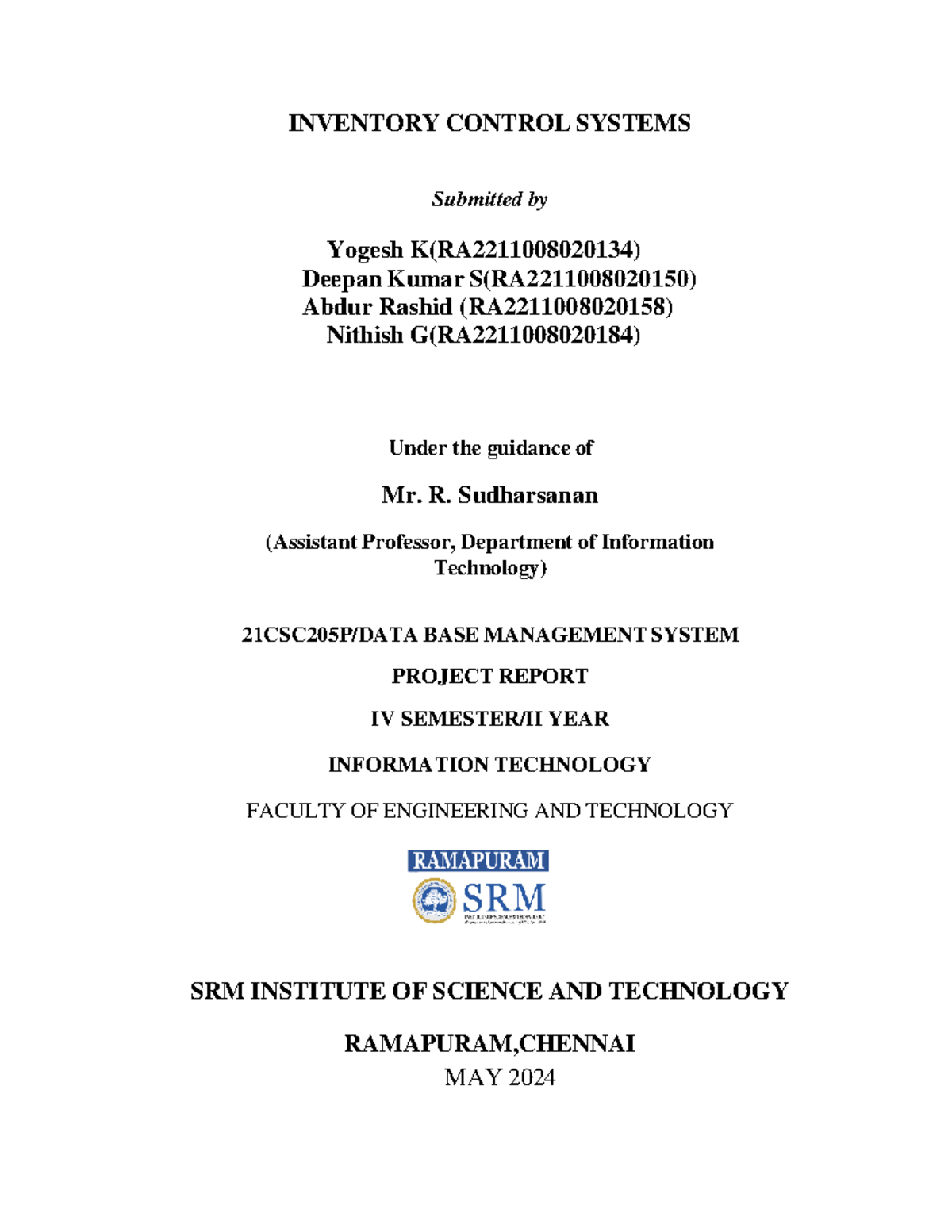 Inventory Control Systems Batch 8 - INVENTORY CONTROL SYSTEMS Submitted ...