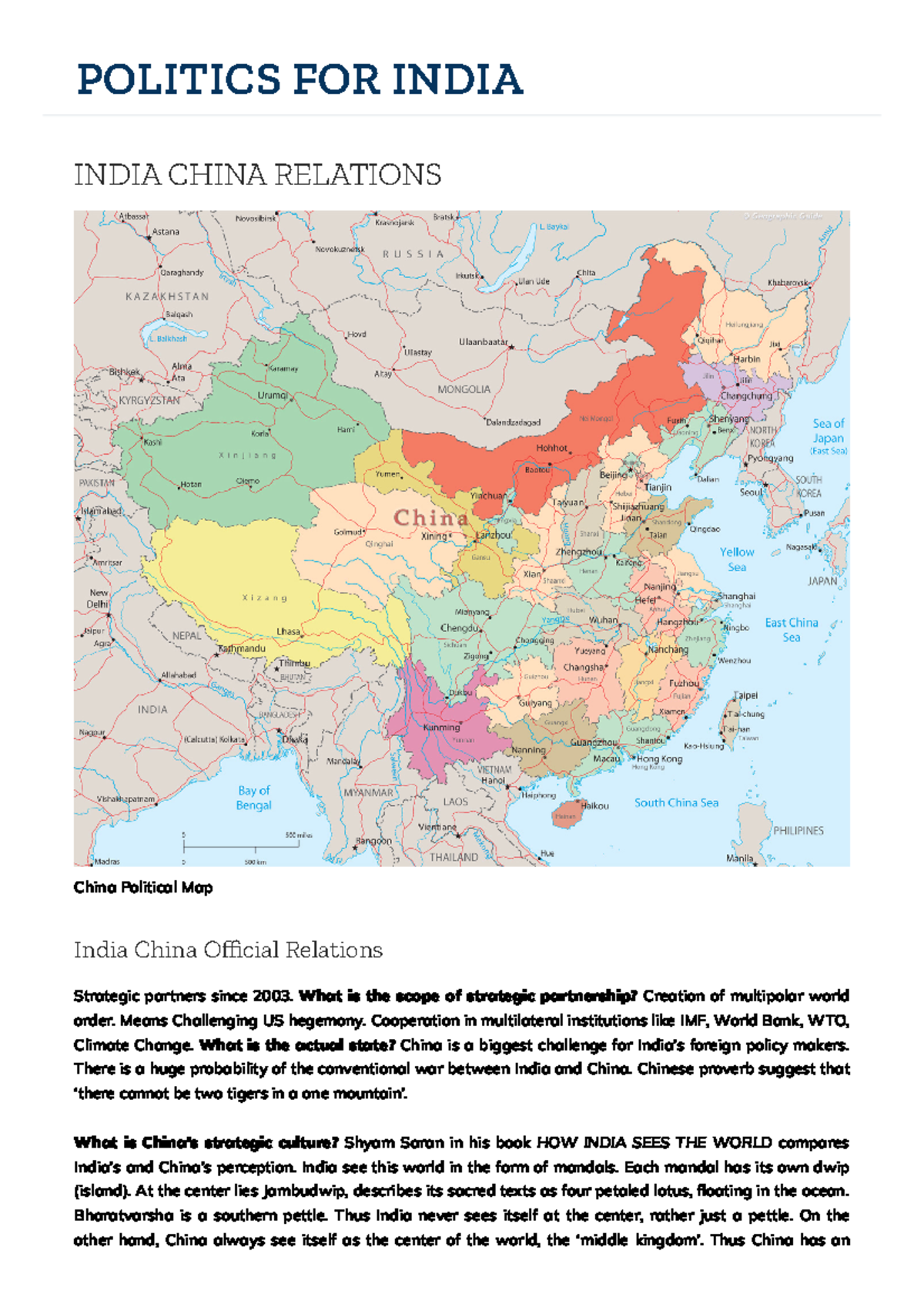 5 5 India- China- Relations-–-Politics-for-India - INDIA CHINA ...