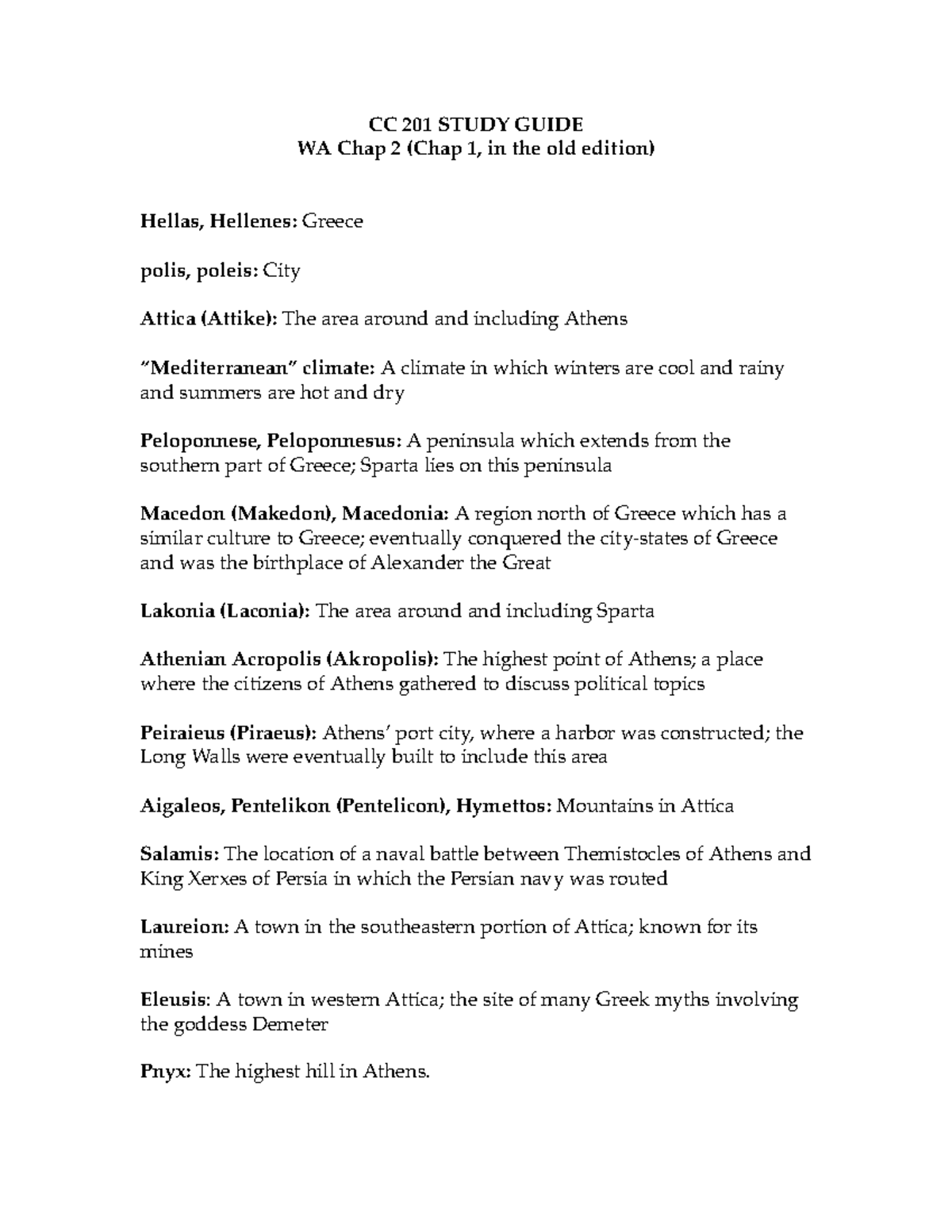 Chapter 2 Study Guide - CC201STUDYGUI DE WA Chap2( Chap1, i nt heol ...