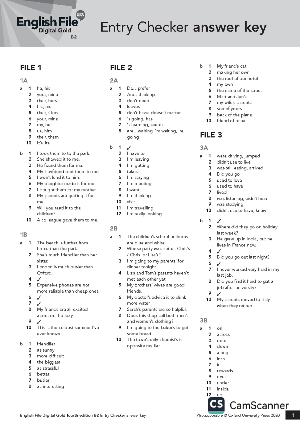 EF4e Upp Int B 2 Entry Checker AK - FILE 1 1A a 1 he, his 2 your, mine 3 their, hers 4 his, me 5 ...