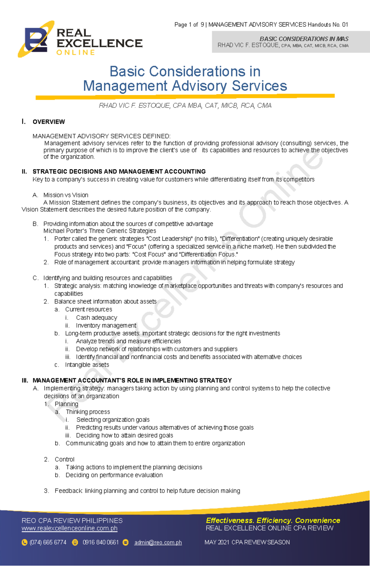 MAS 01 Basic Considerations - Real Excellence Online BASIC ...