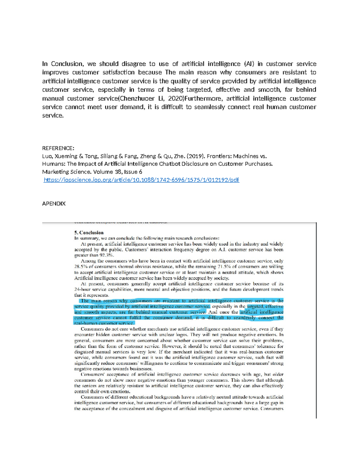 The use of Artificial Intelligence - In Conclusion, we should disagree ...