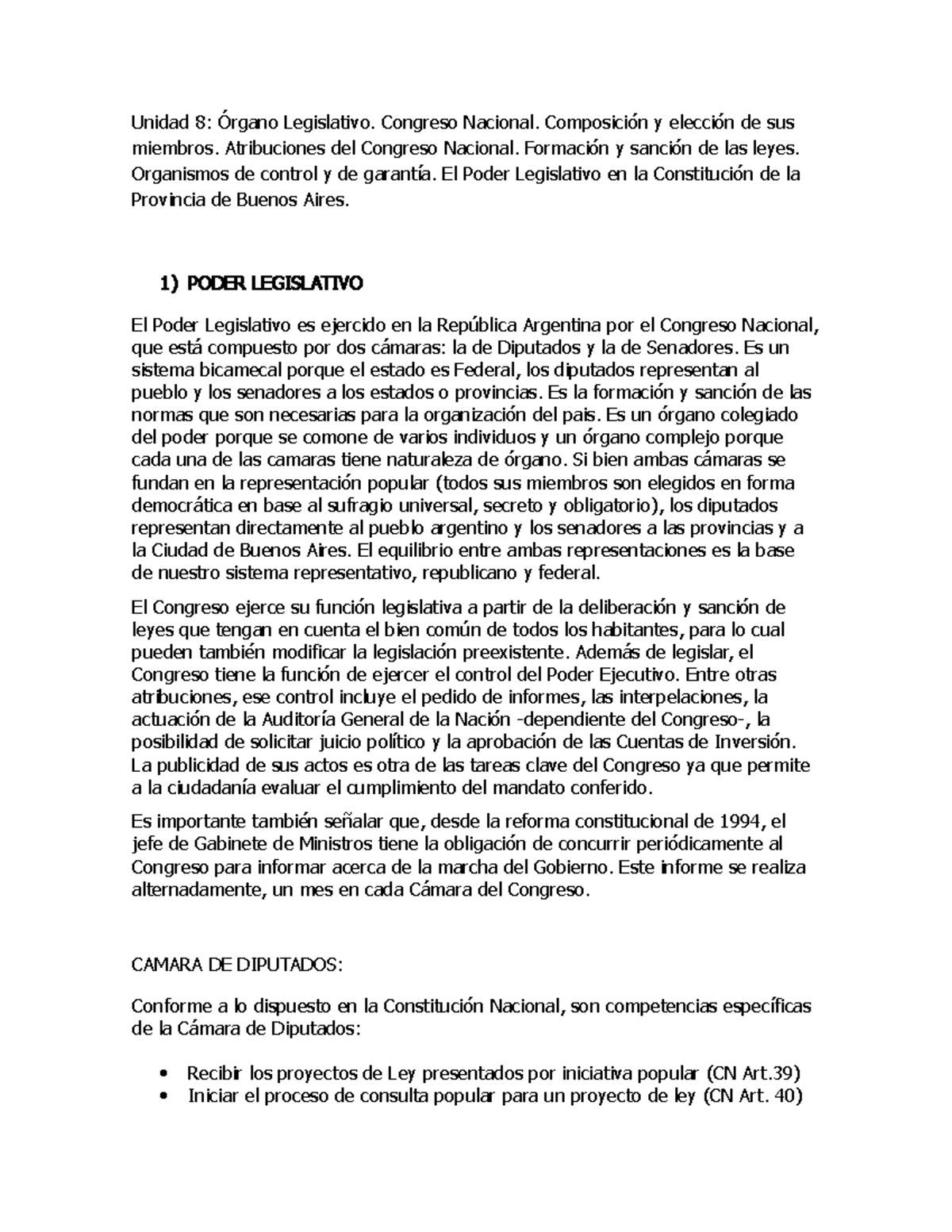 Ok Unidad 8 Congreso Poder Legislativo - Unidad 8: Órgano Legislativo ...