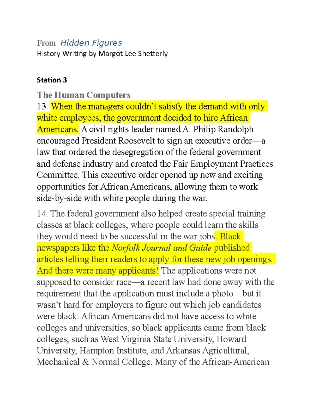 Hidden Figures Station 3 - Copy - From Hidden Figures History Writing ...