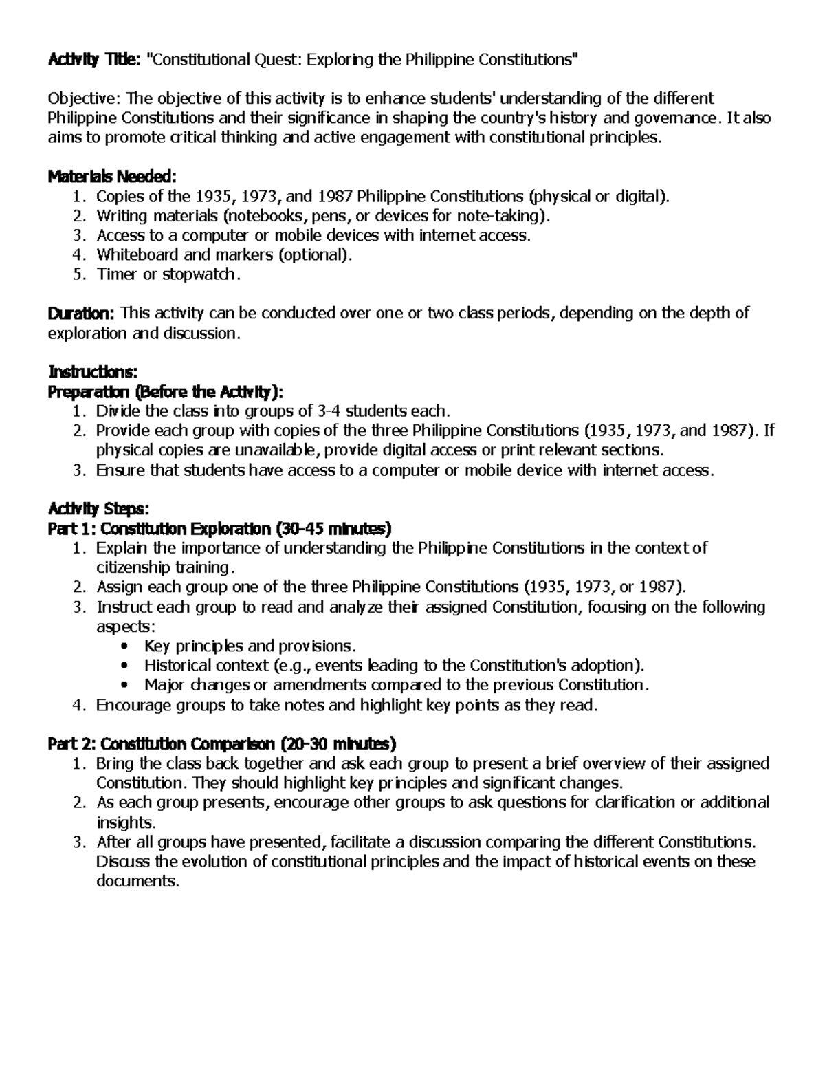 Activity Title - It also aims to promote critical thinking and active ...