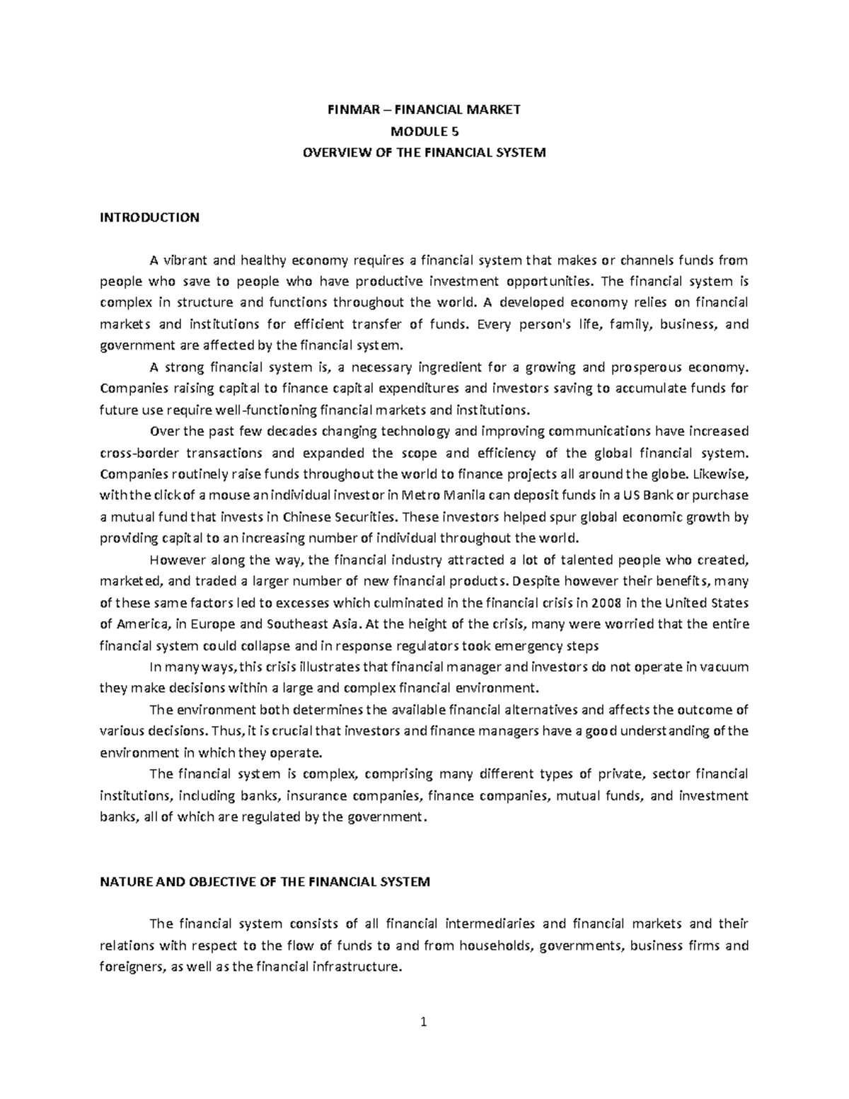 Finmar - Module 5 - Lecture notes chapter 5 - Financial Management ...