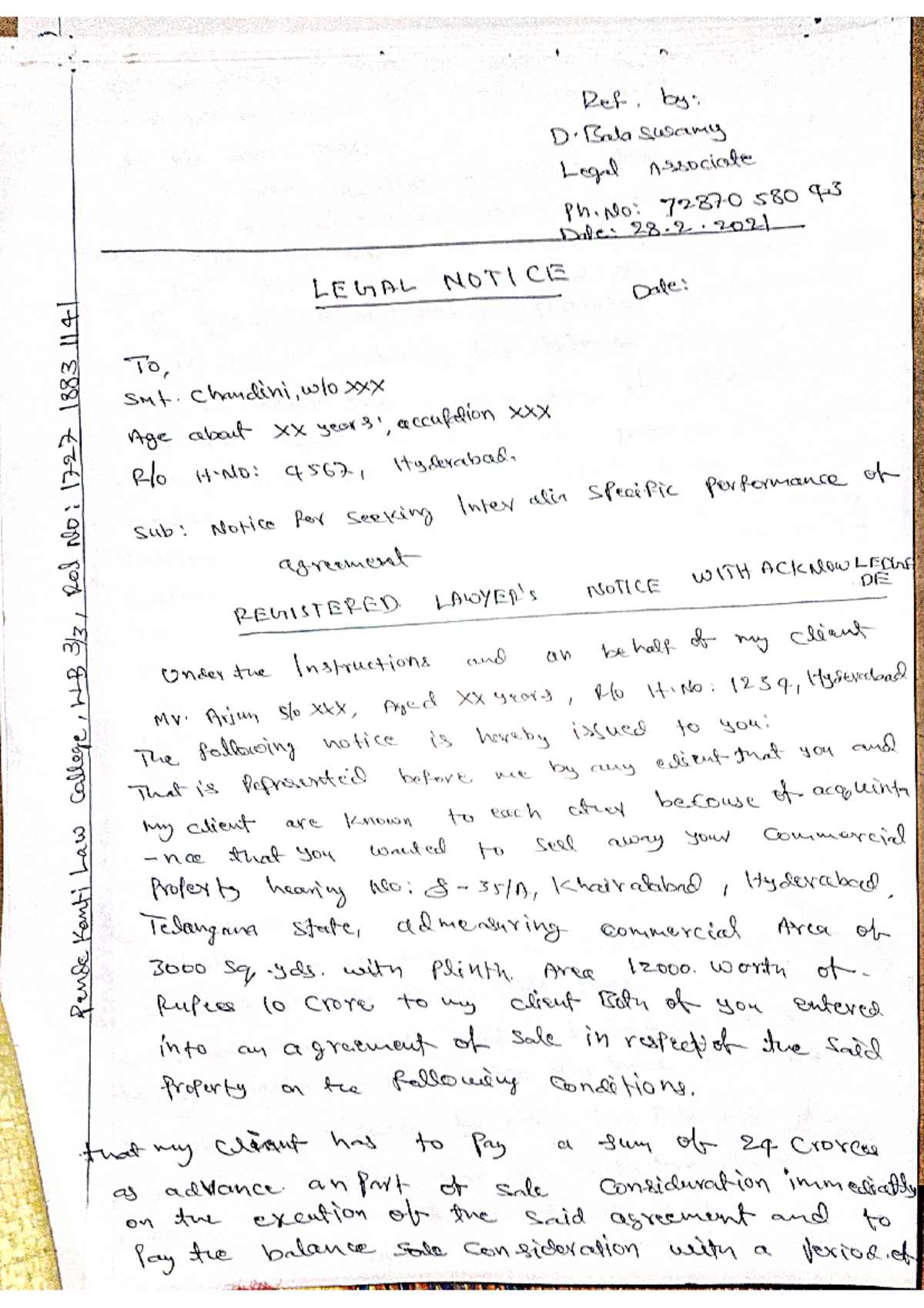 Legal drafting DPC - LLB LAW (Honors - Studocu