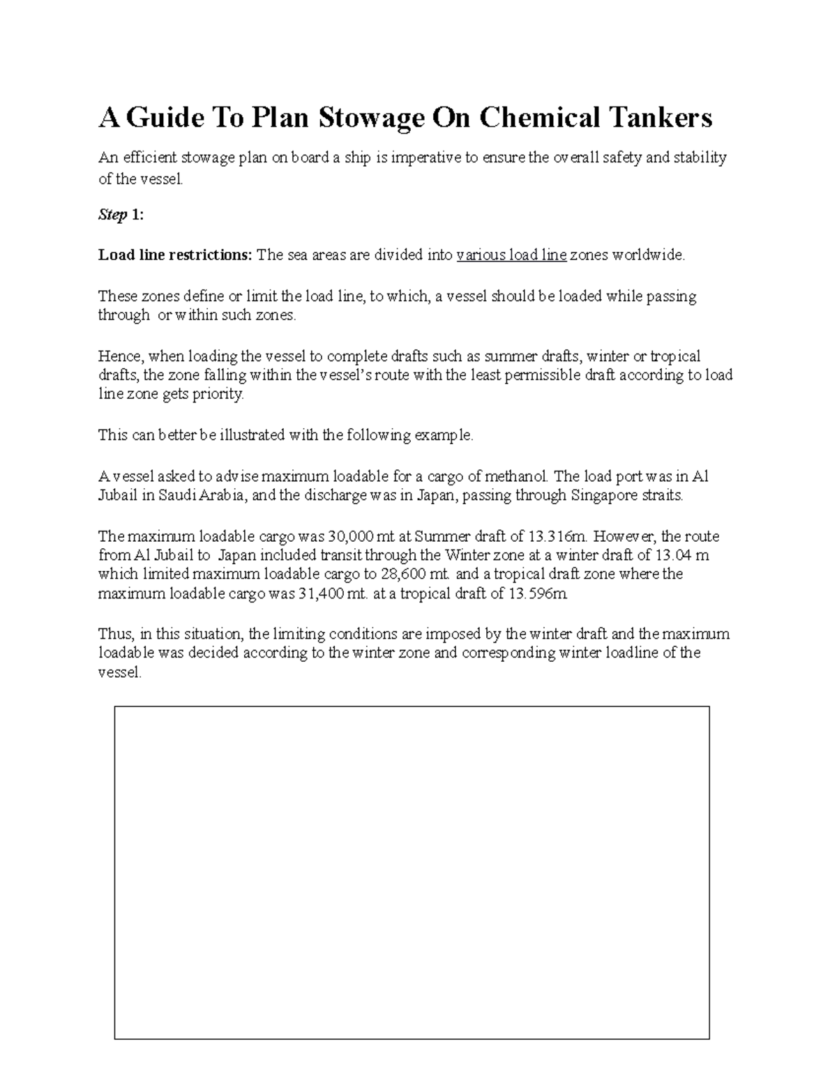 A Guide To Plan Stowage On Chemical Tankers - Step 1: Load line ...
