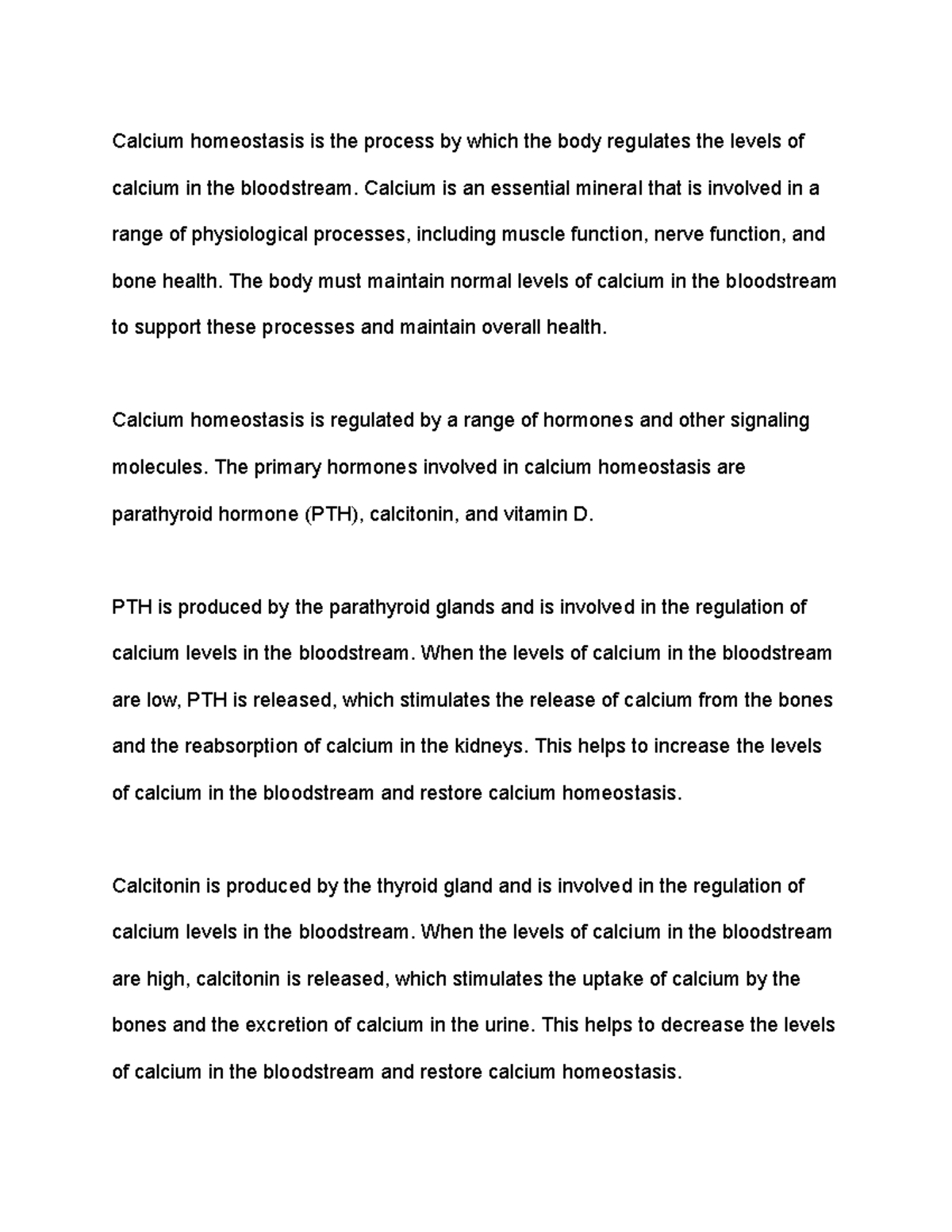 26. Calcium homeostasis - Calcium is an essential mineral that is ...