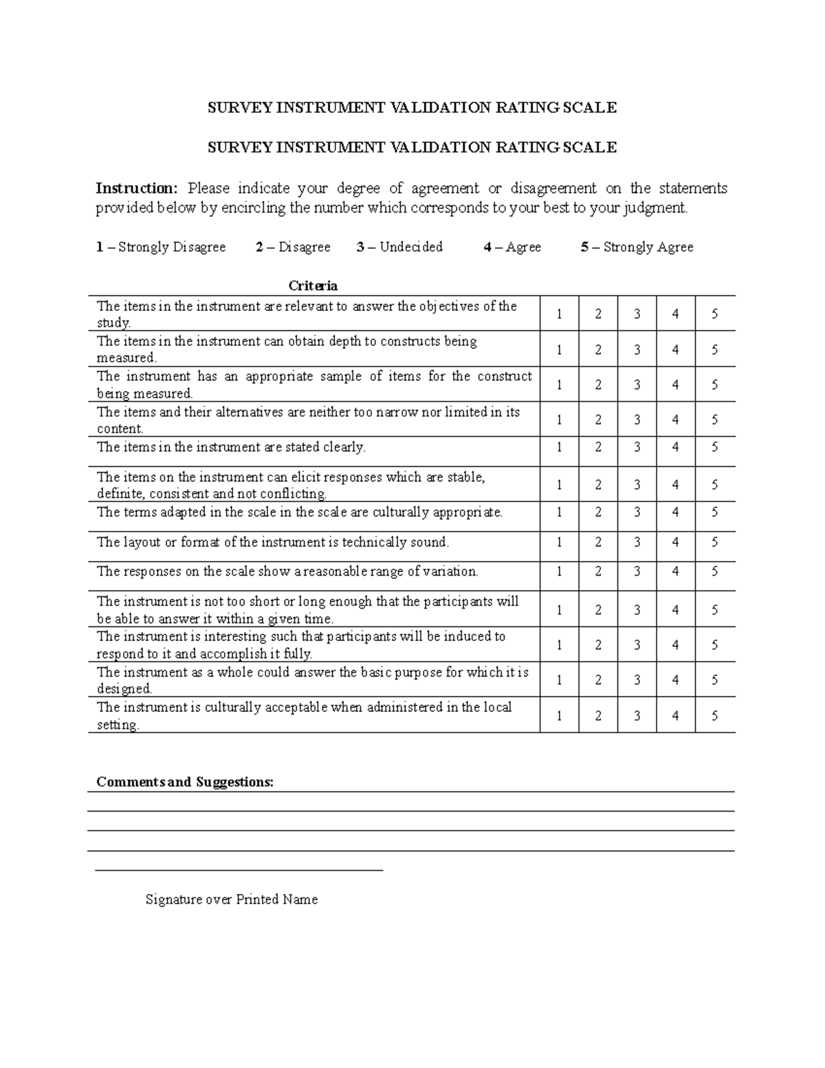 Validation-Sheet - valid sheet - SURVEY INSTRUMENT VALIDATION RATING ...