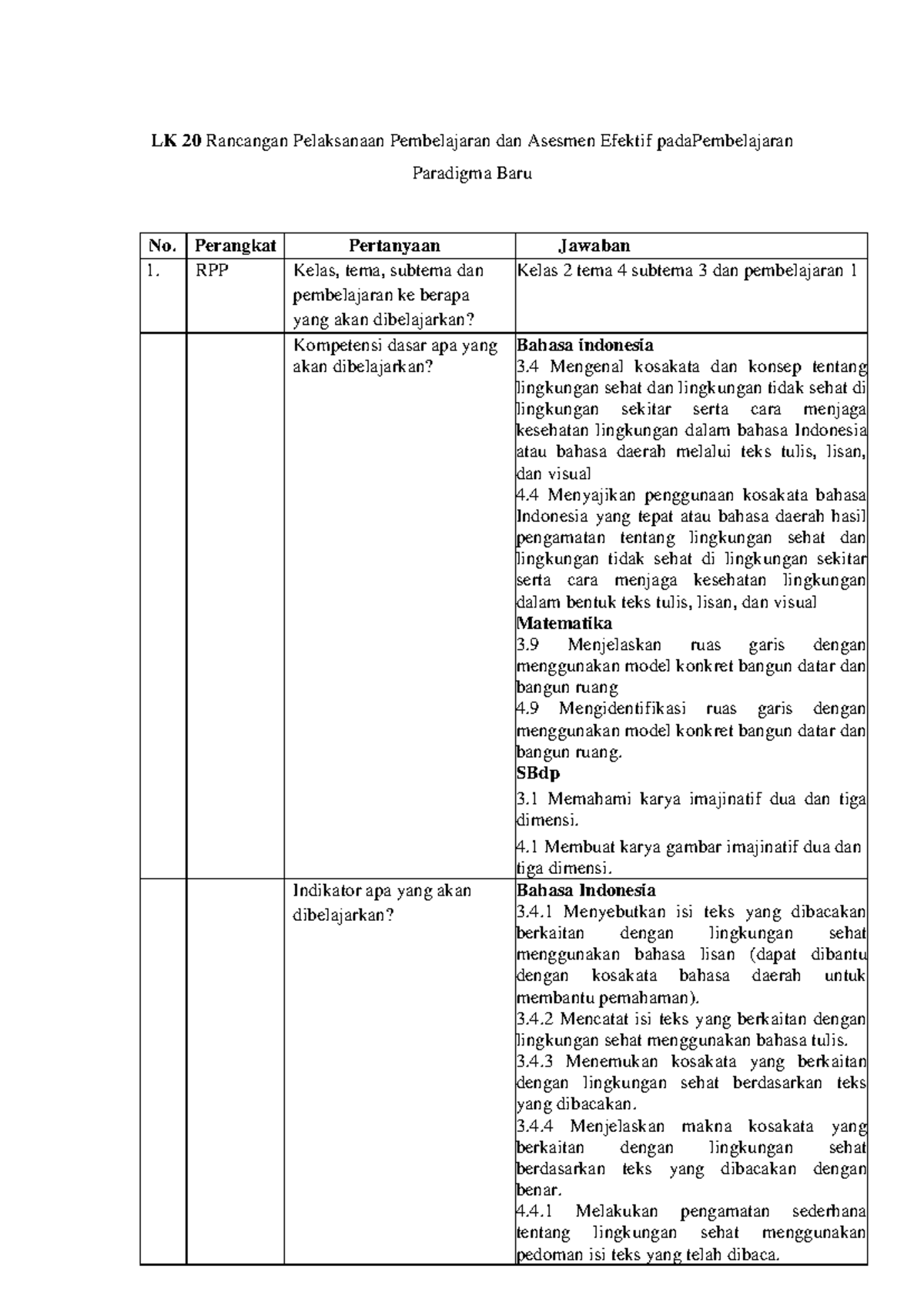 LK 20 Prinsip Pengajaran dan Asesmen Topik 5 - LK 20 Rancangan Pelaksanaan Pembelajaran dan ...