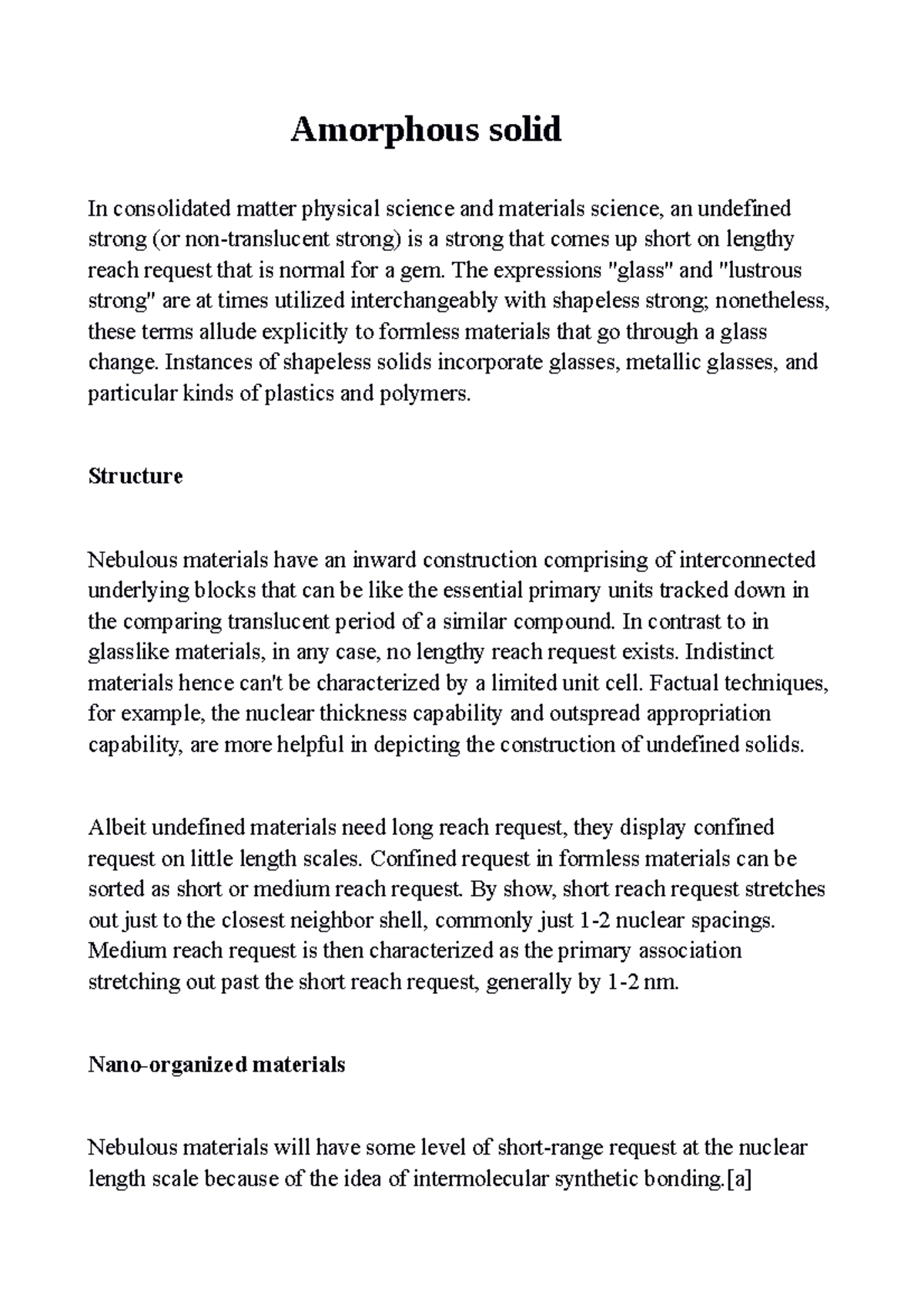 Amorphous solid - Ifah - Amorphous solid In consolidated matter ...
