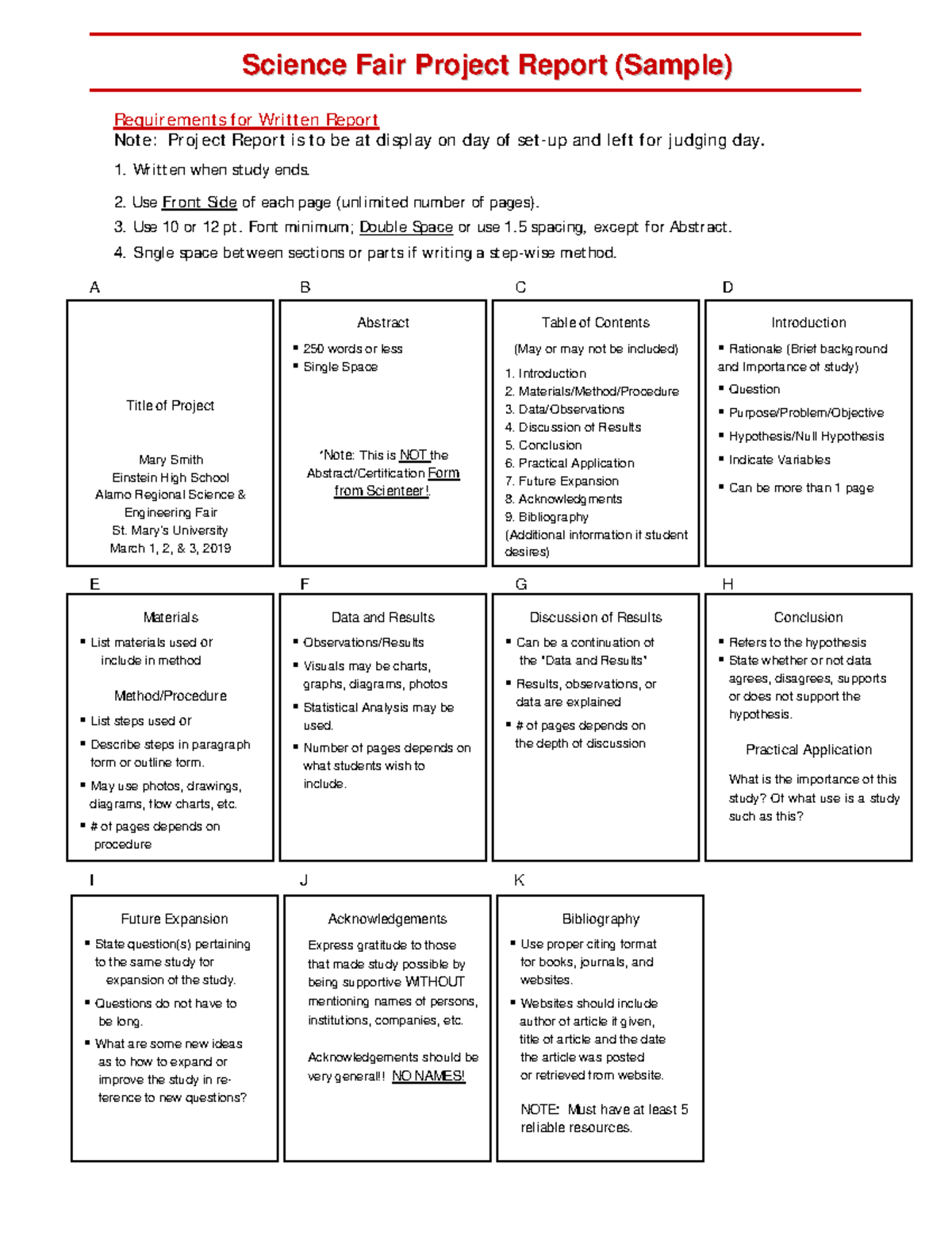 Science Fair Report - Requirements for Written Report Note: Project ...