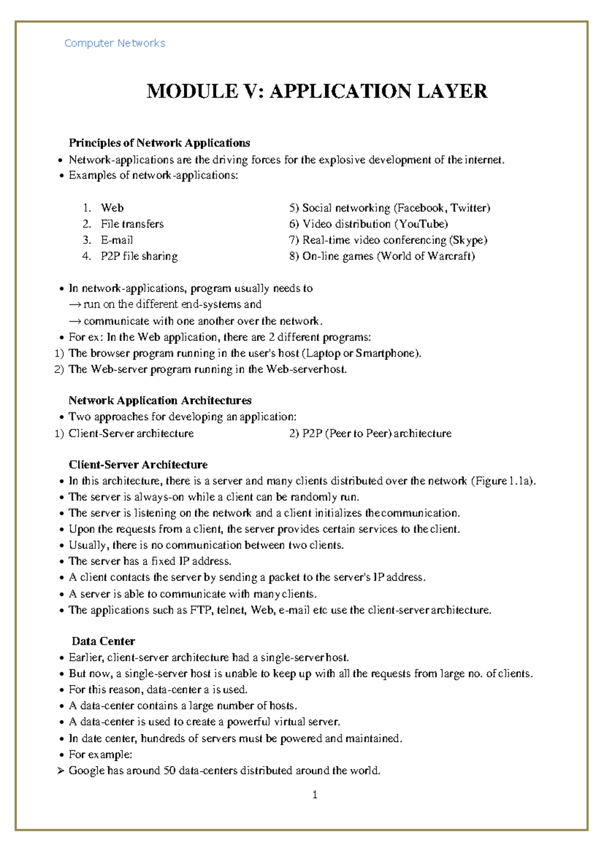 Cn Module 5 Application Layer Notes 2024 Module V Application Layer Principles Of Network