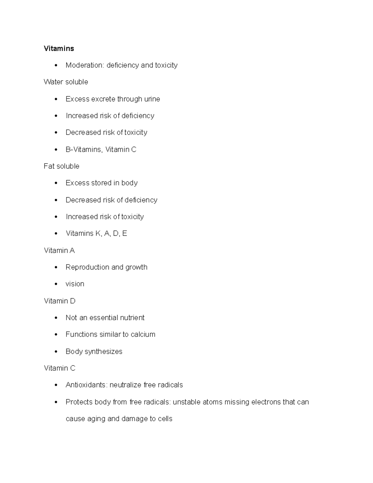 Vitamins and Vitamin D - Lecture notes 4 - Vitamins Moderation ...
