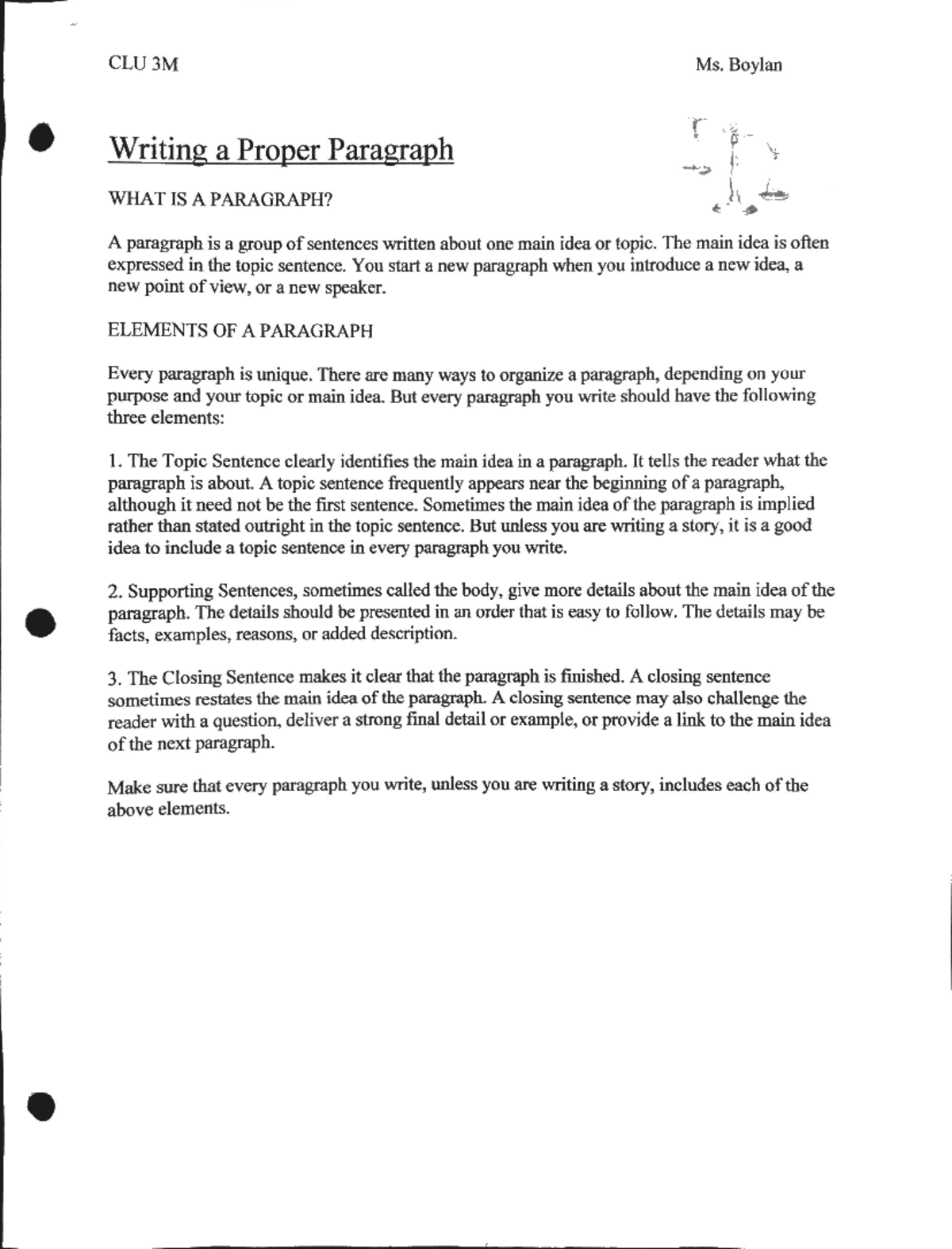 2. Elements of a Paragraph-Handout - Studocu