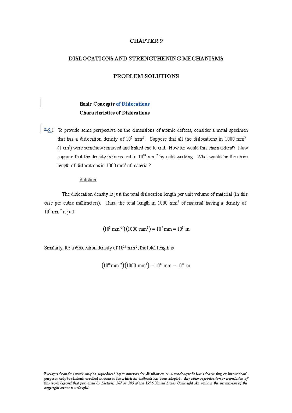 Ch09 - Introduction to material science and engineering solutions - CHAPTER 9 DISLOCATIONS AND ...