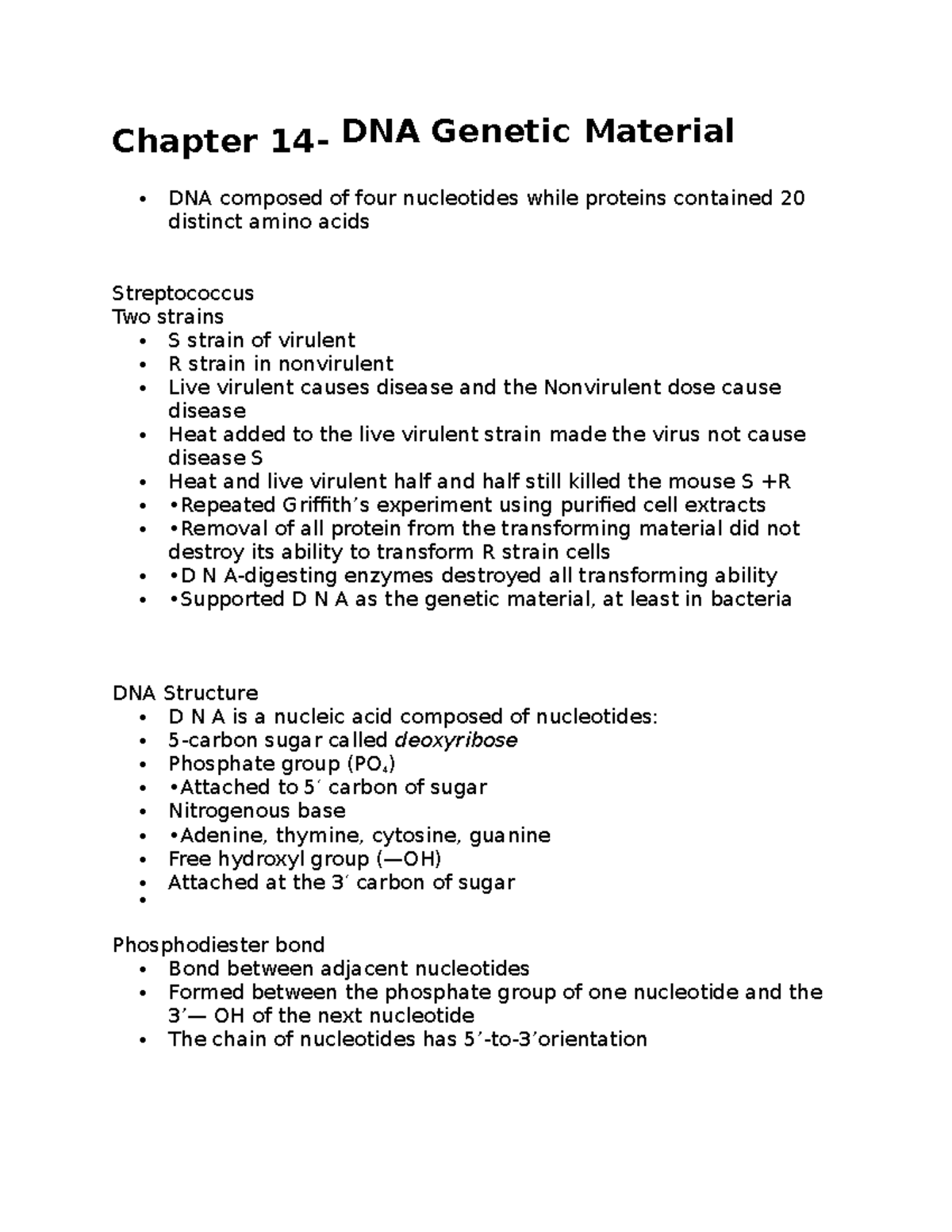 Chapter 14 - DNA genitic material, Dr.Kuri - Chapter 14- DNA Genetic ...