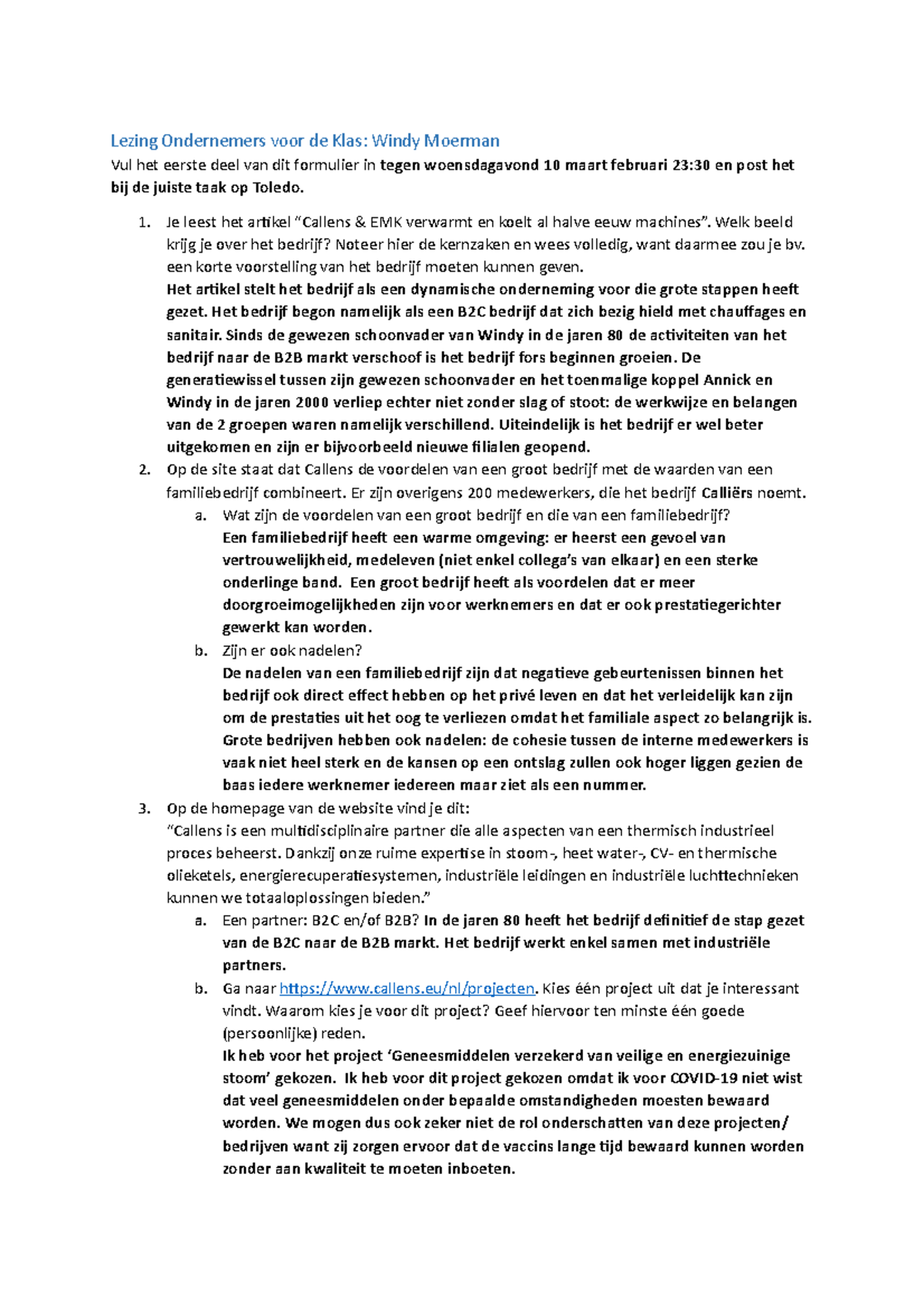 Lezing Ondernemers voor de Klas 4 Windy Moerman - Je leest het artikel ...
