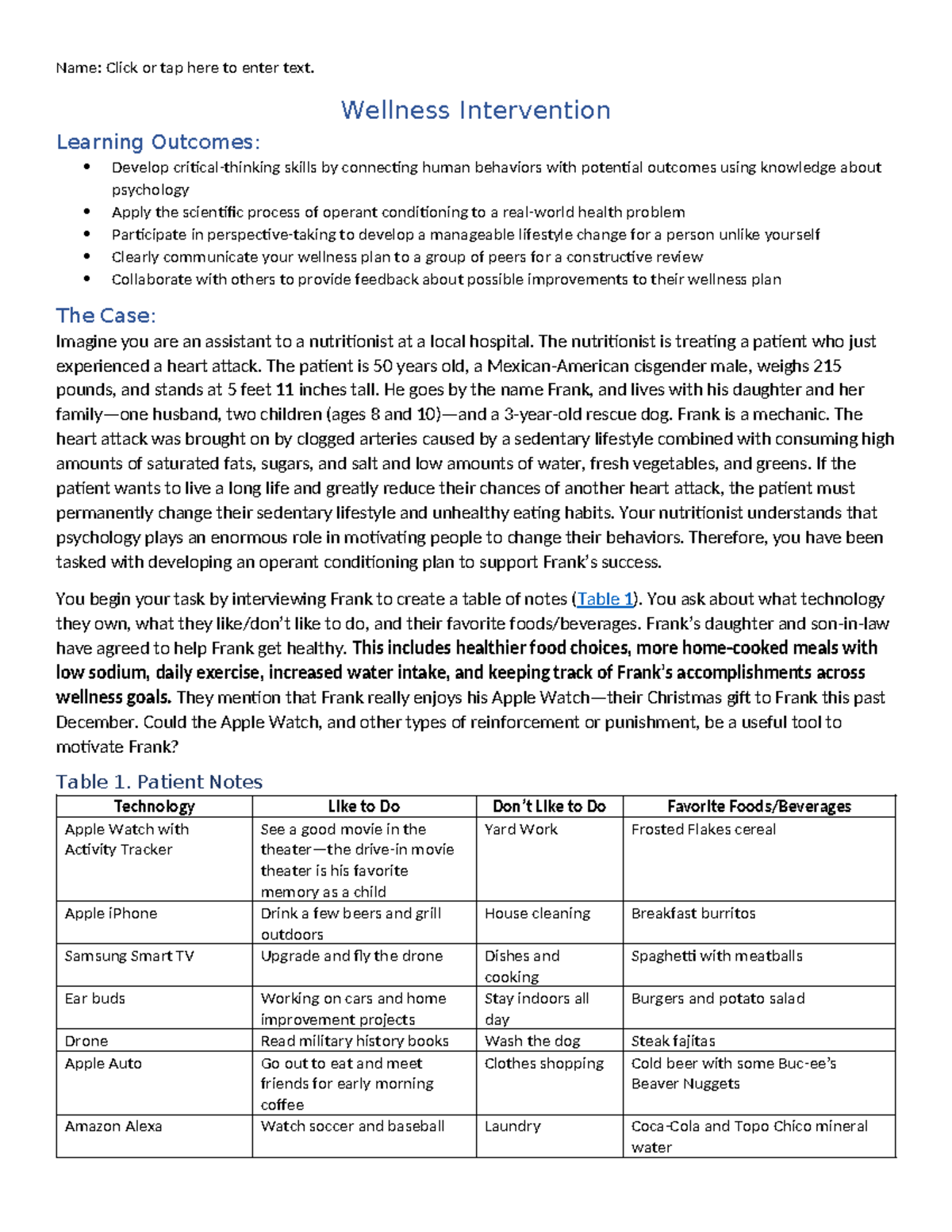 Wellness Intervention - Wellness Intervention Learning Outcomes ...