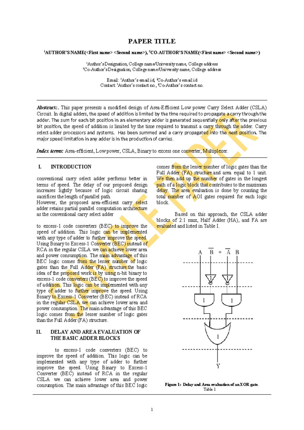 Sample paper - Summary Research Project - PAPER TITLE 1 AUTHOR’S NAME(