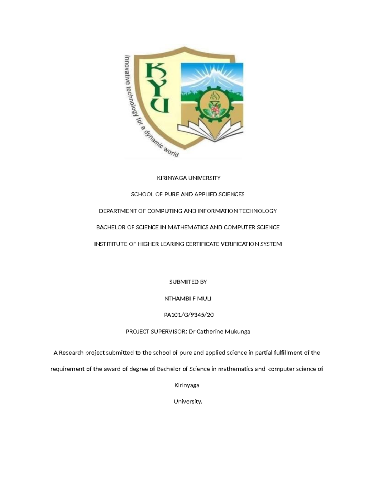 Chapter ONE - Summary Business management - KIRINYAGA UNIVERSITY SCHOOL ...