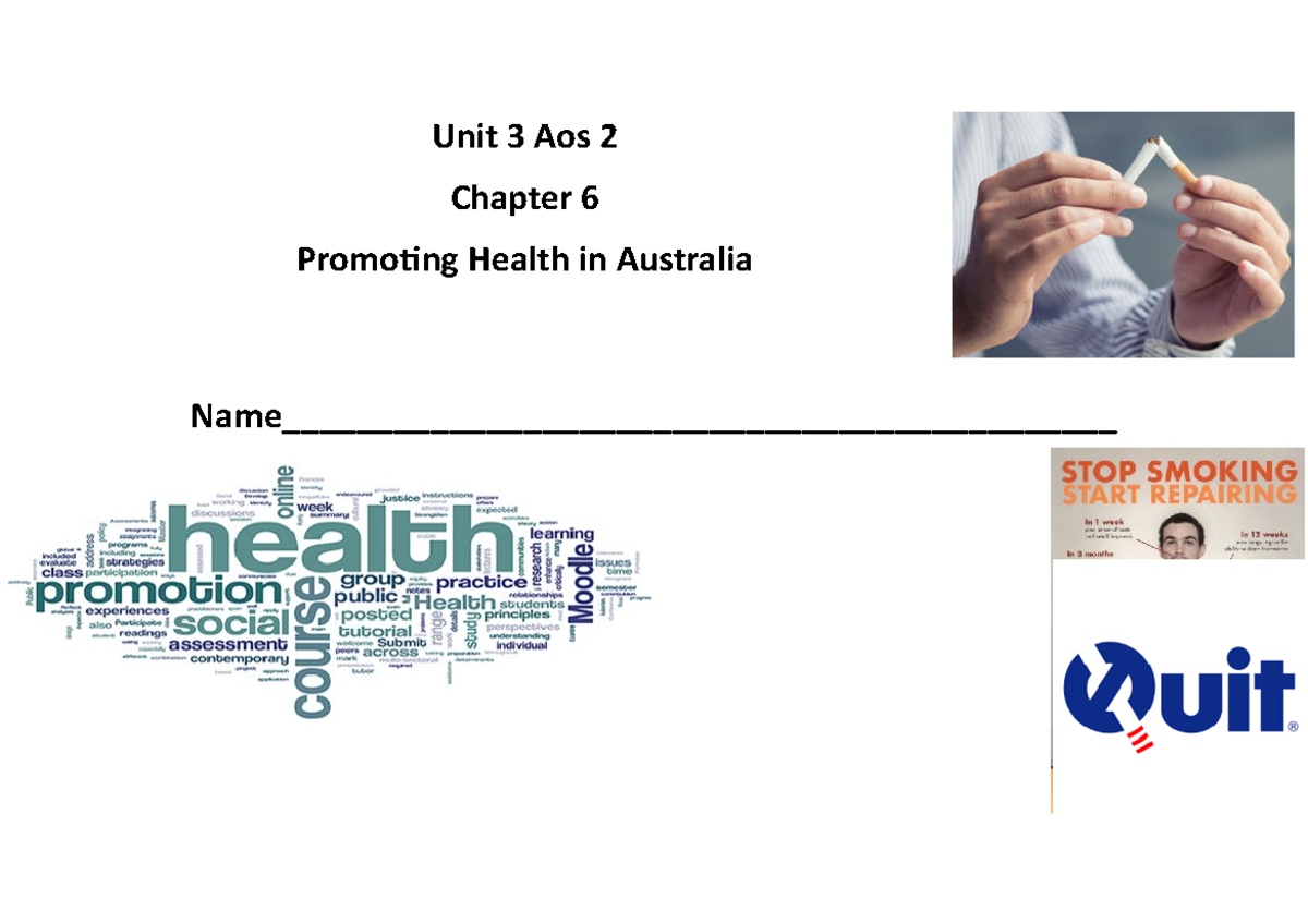 Unit 3 Aos 2 smoking booklet - Unit 3 Aos 2 Chapter 6 Promoting Health ...