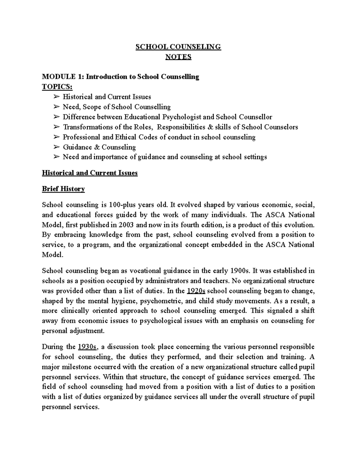 School Counseling final notes-combined (1) - SCHOOL COUNSELING NOTES ...