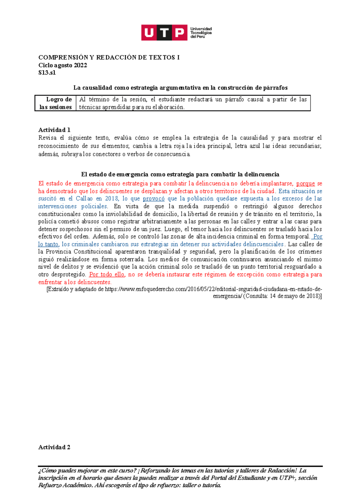 Popopopop - COMPRENSIÓN Y REDACCIÓN DE TEXTOS I Ciclo agosto 2022 S13 ...