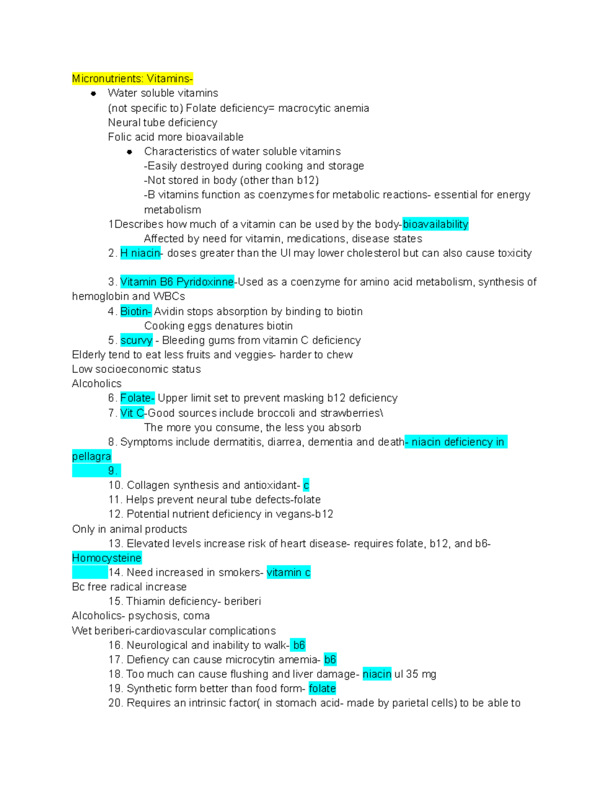 Nutrition module 2 - Gamble - Micronutrients: Vitamins- Water soluble ...