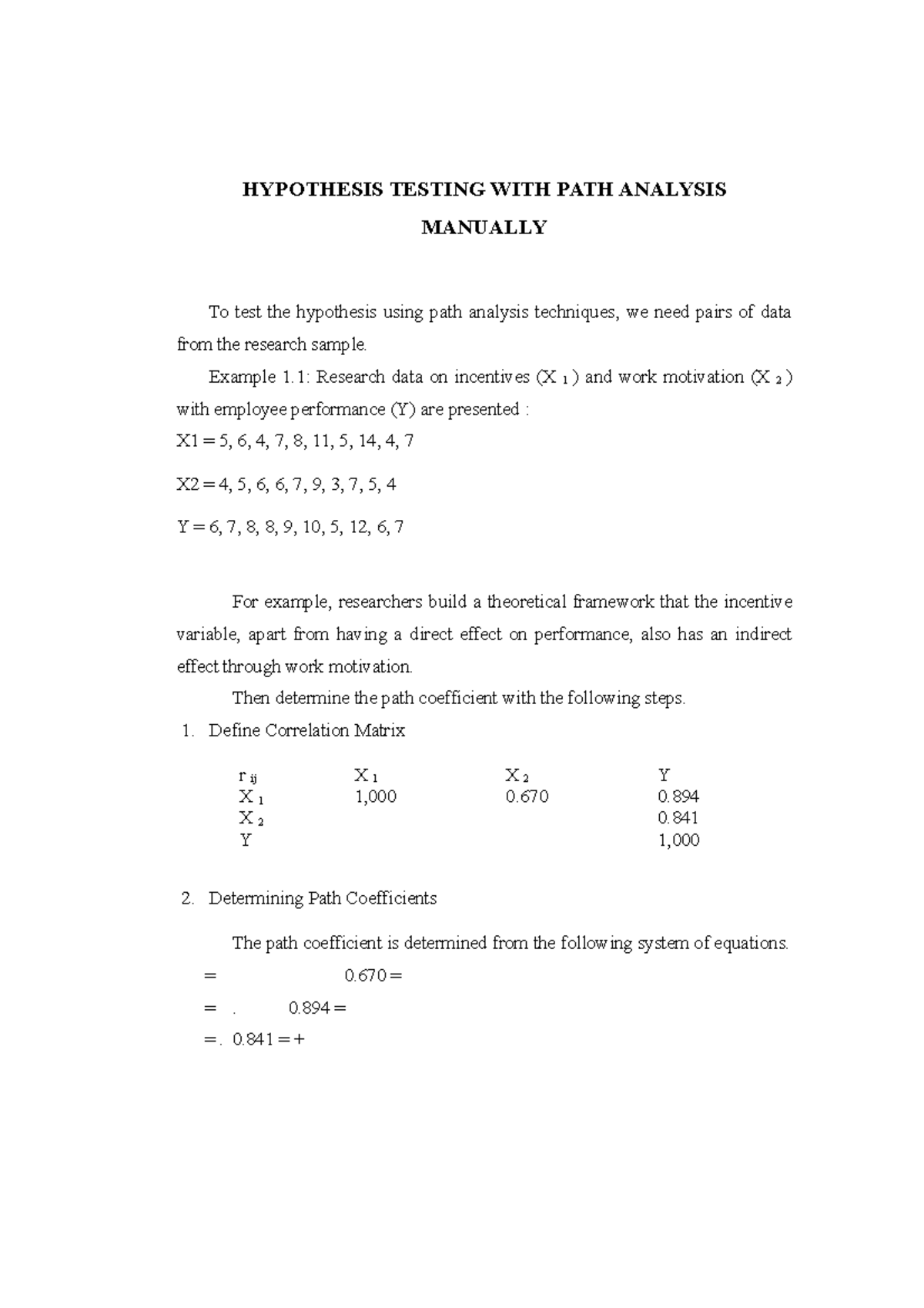 Hypothesis Testing With Path Analysis - HYPOTHESIS TESTING WITH PATH ...