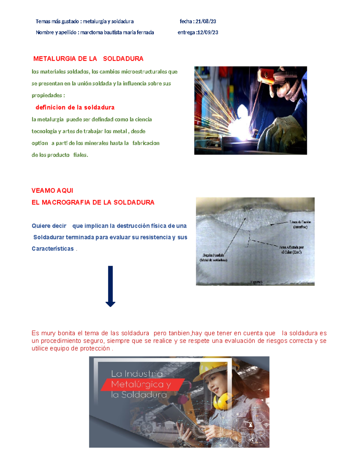 Metalurgia DE LA Soldadura infrome 1 - METALURGIA DE LA SOLDADURA los materiales soldados, los ...