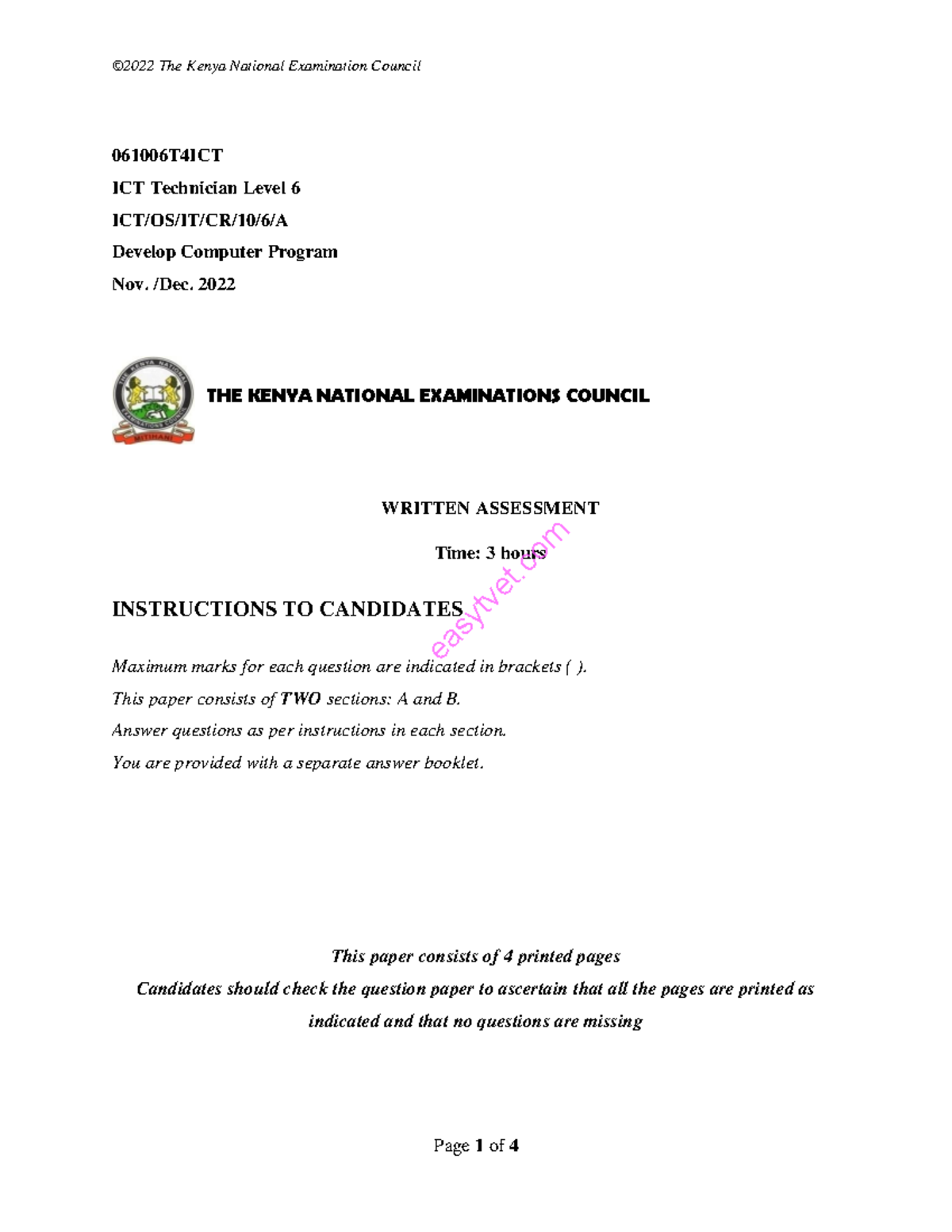 2022n - 061006T4ICT ICT Technician Level 6 ICT/OS/IT/CR/ 10 /6/A ...