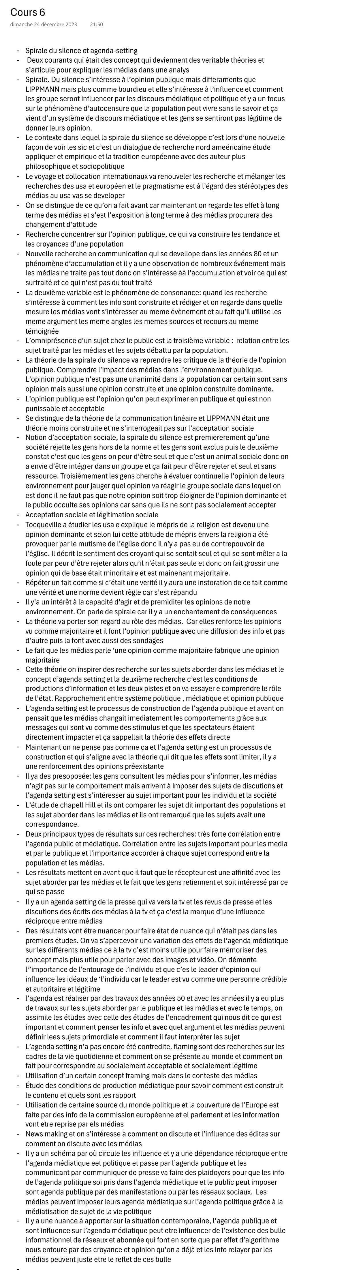 Cours 6 théorie de la comm - Spirale du silence et agenda-setting Deux ...